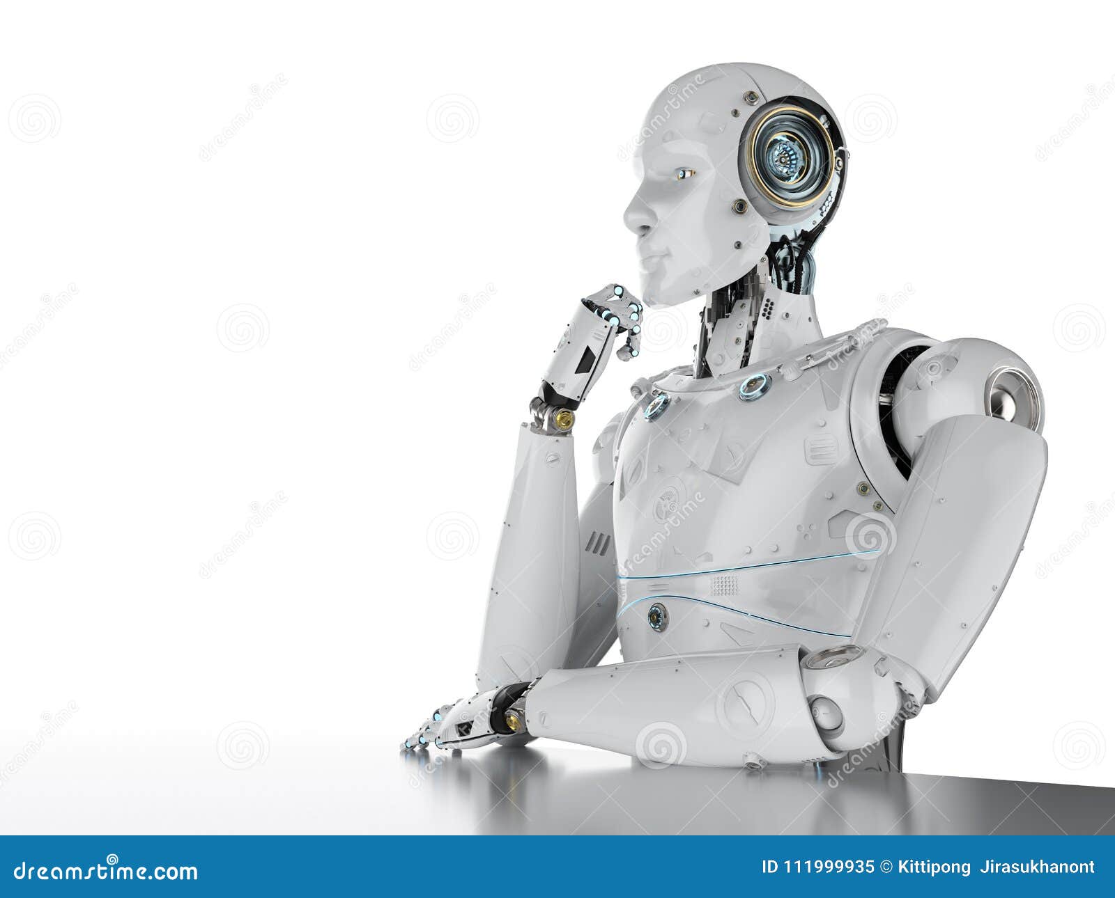 Humanoid robot thinking stock illustration. Illustration of android ...