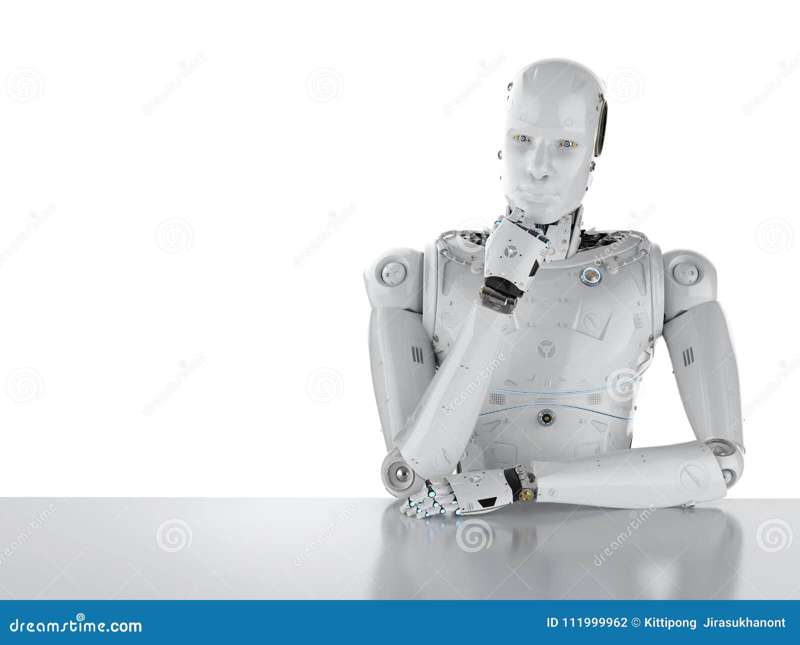 Humanoid robot thinking stock illustration. Illustration of automaton ...