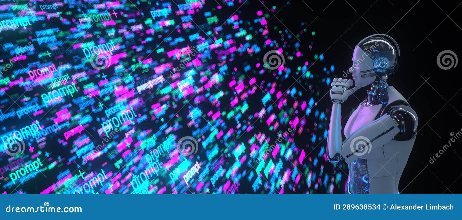 Thinking Humanoid Robot Prompt Stock Illustration - Illustration of ...