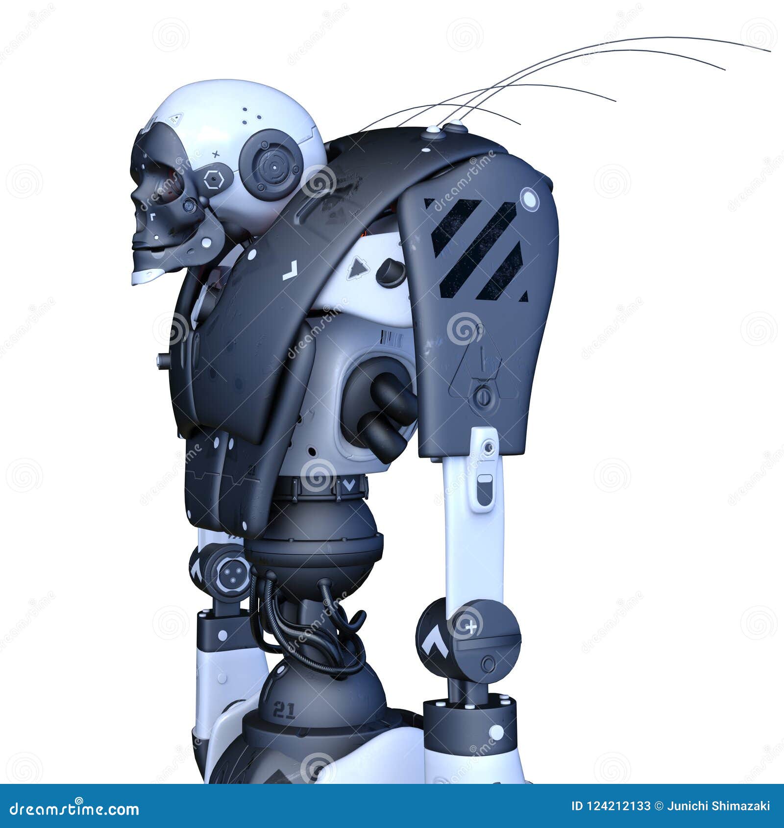 3D CG Rendering of Humanoid Stock Illustration - Illustration of metal ...