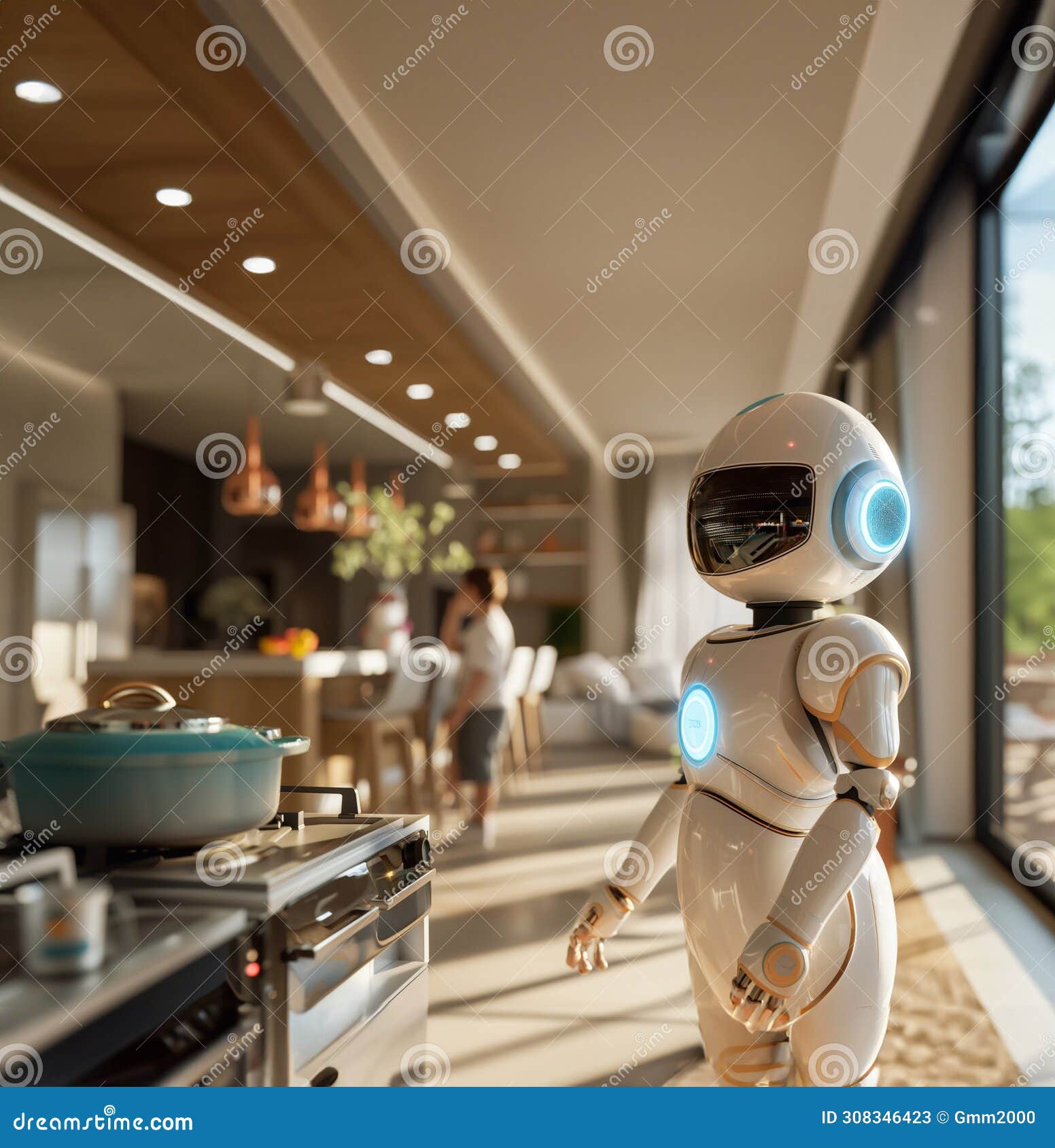 A Humanoid Robot Wearing an Apron As a Human Assistant.generative Ai ...