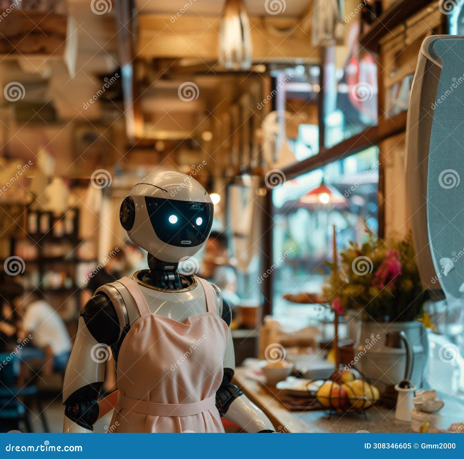 A Humanoid Robot Wearing an Apron As a Human Assistant.generative Ai ...