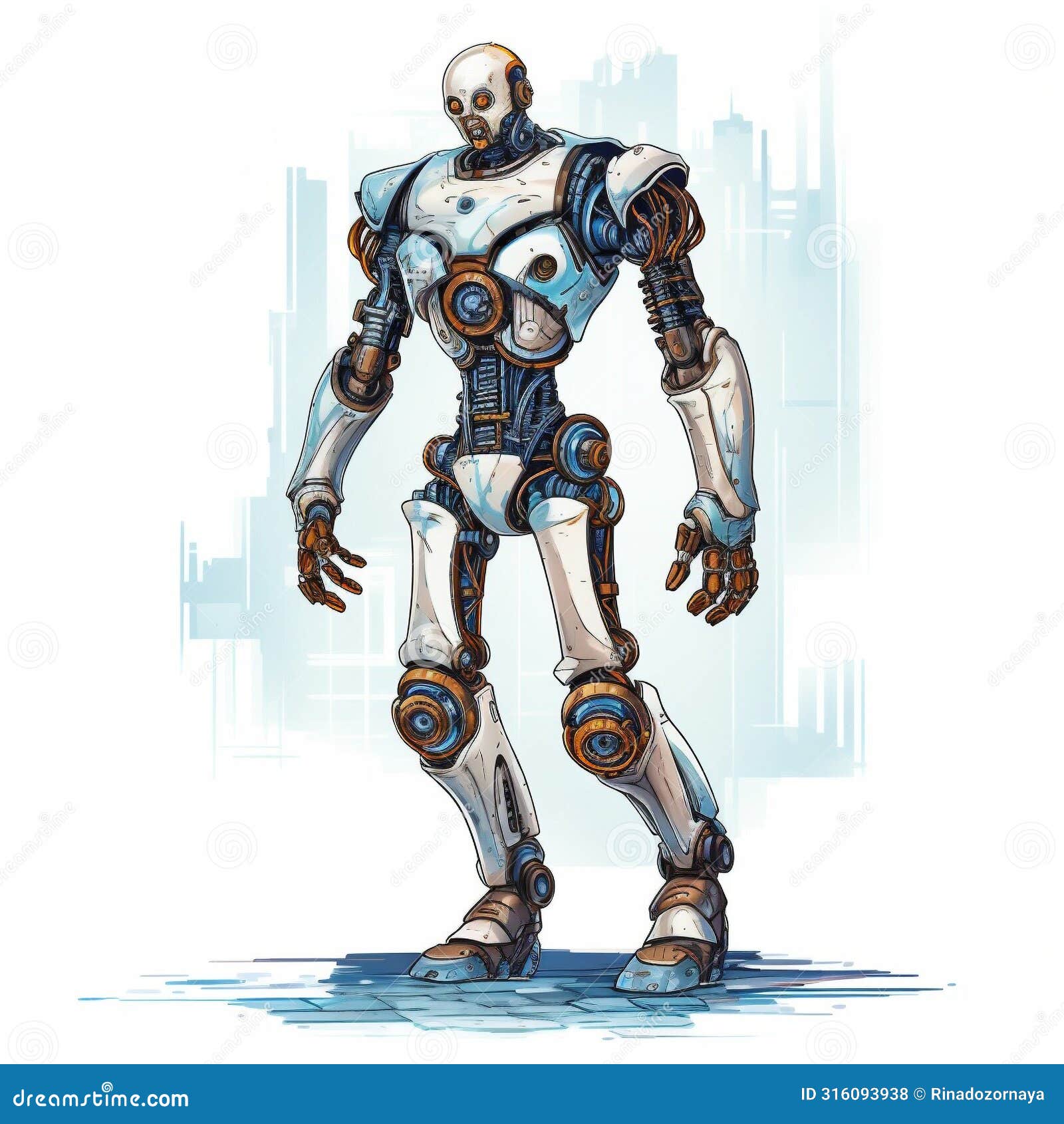 Humanoid Robot on White Background. Artificial Intelligence Concept ...