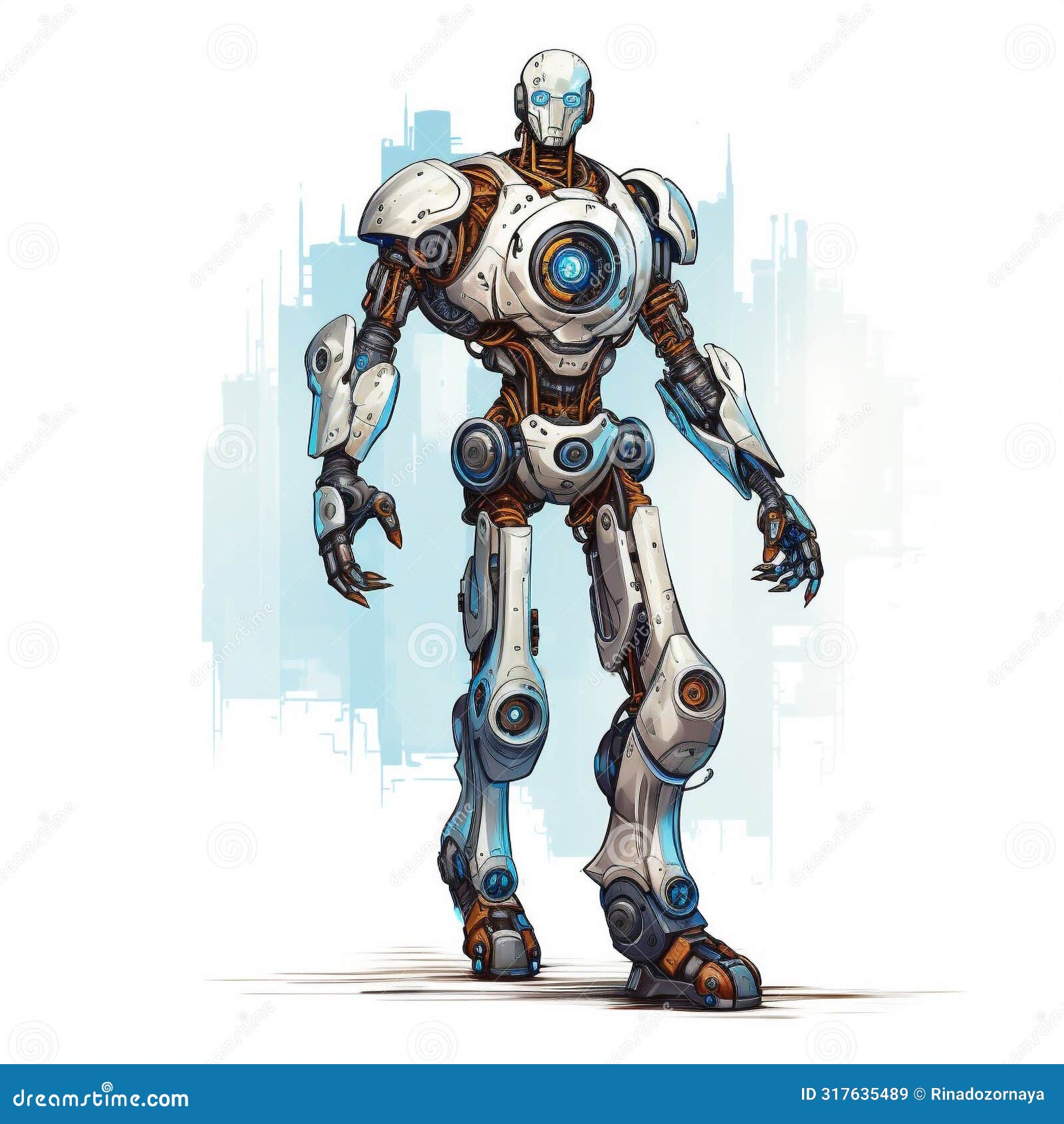 Humanoid Robot on White Background. Artificial Intelligence Concept ...