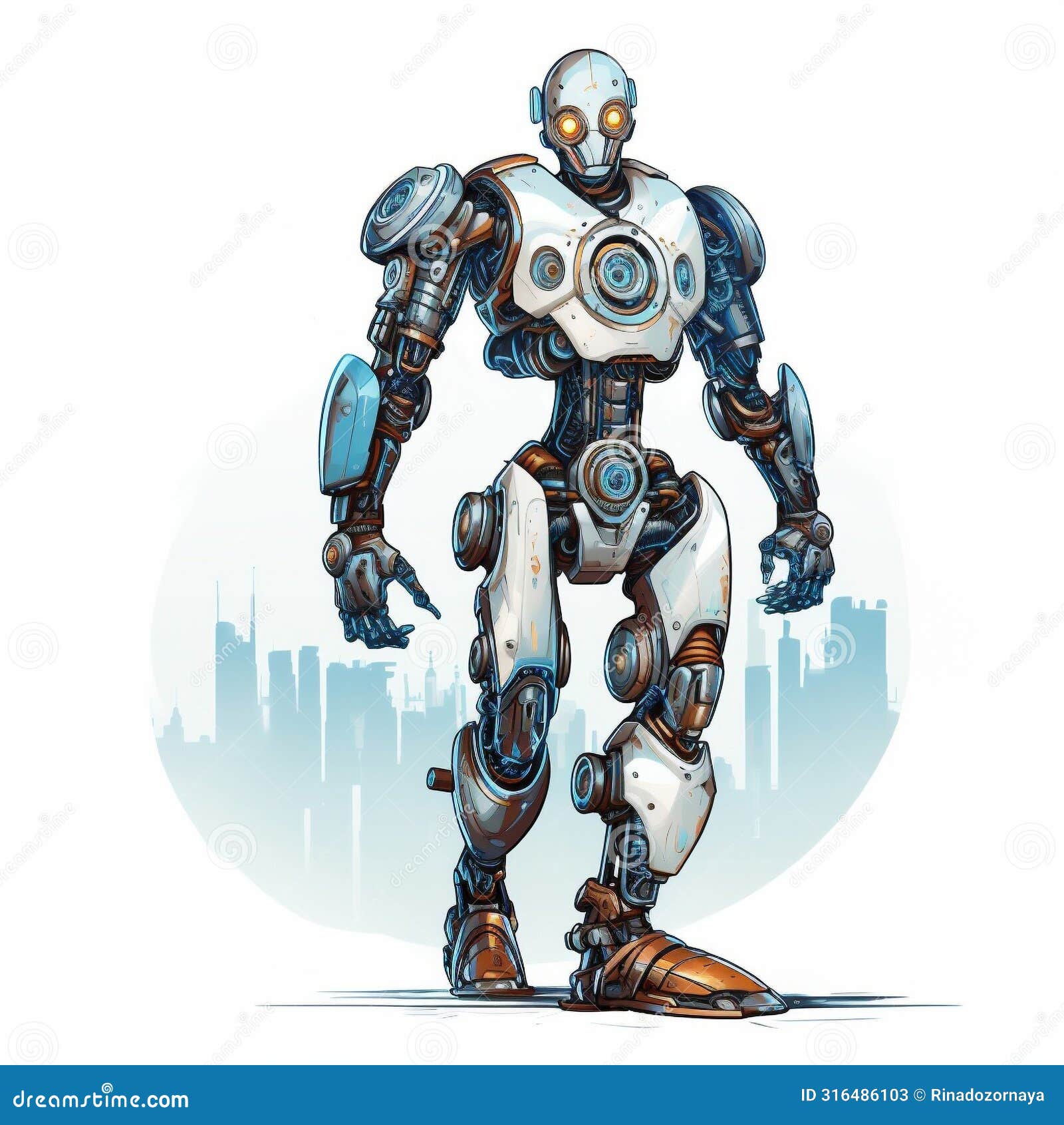 Humanoid Robot on White Background. Artificial Intelligence Concept ...