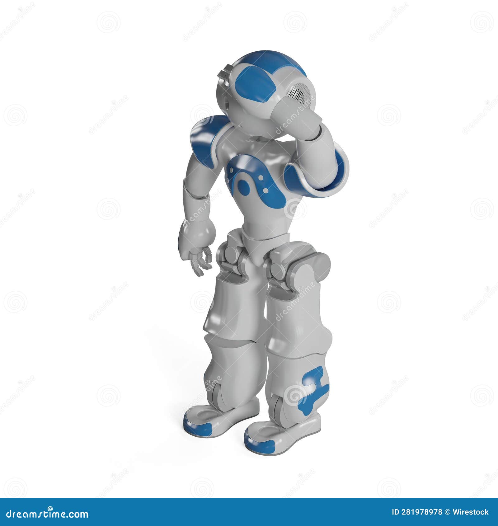 Humanoid Robot on a White Background - 3D Render Illustration Stock ...