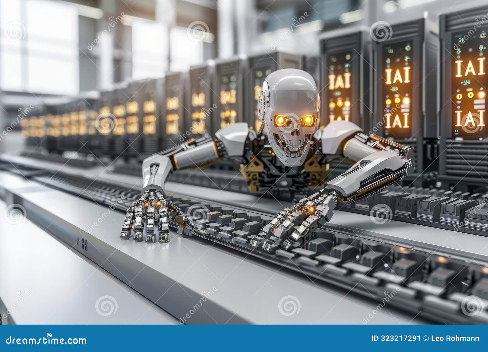 Humanoid Robot Working on an Assembly Line, Representing the ...