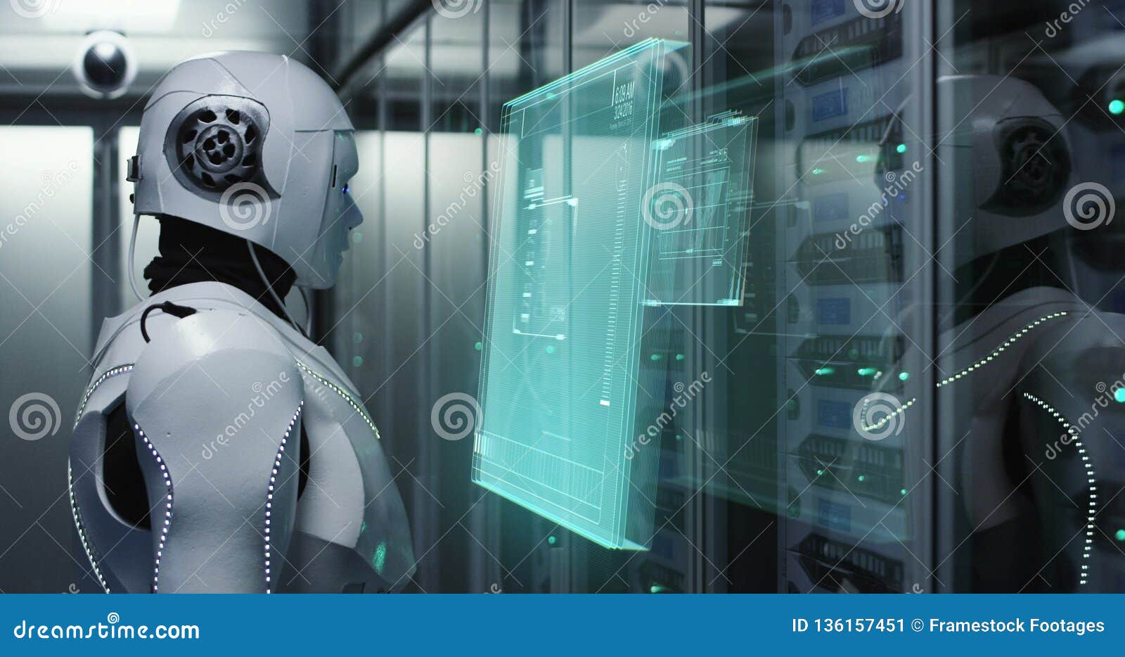 Humanoid Robot Working in a Data Center Stock Image - Image of ...