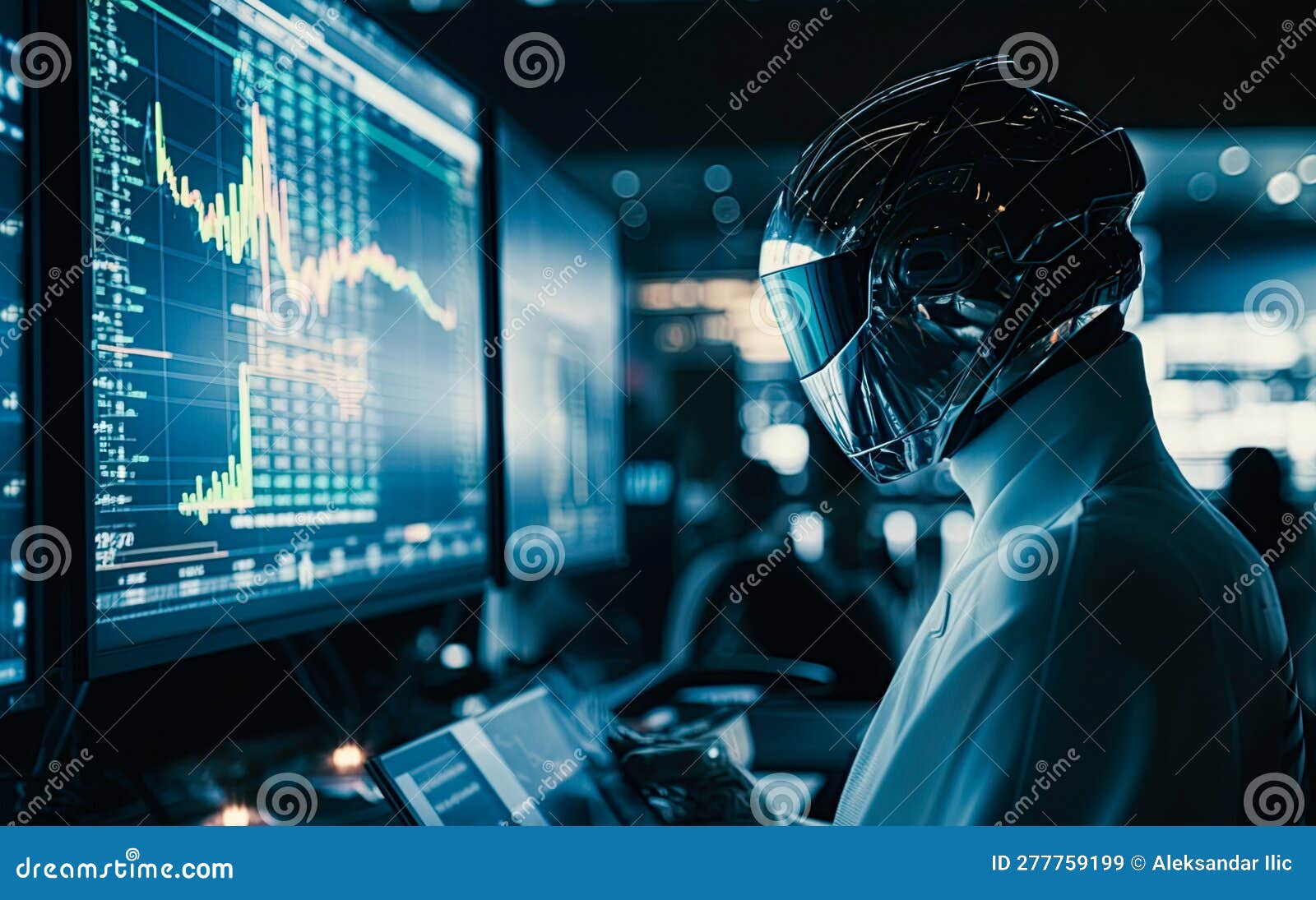 Humanoid Robot Working in the Office. Artificial Intelligence Replacing ...