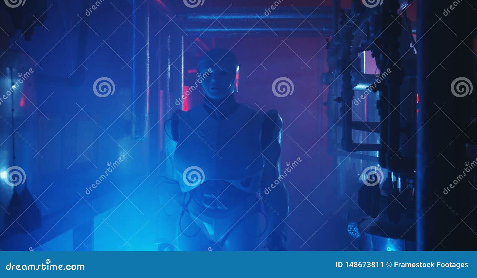 Humanoid Robot Working in a Smoke Filled Lab Stock Video - Video of ...