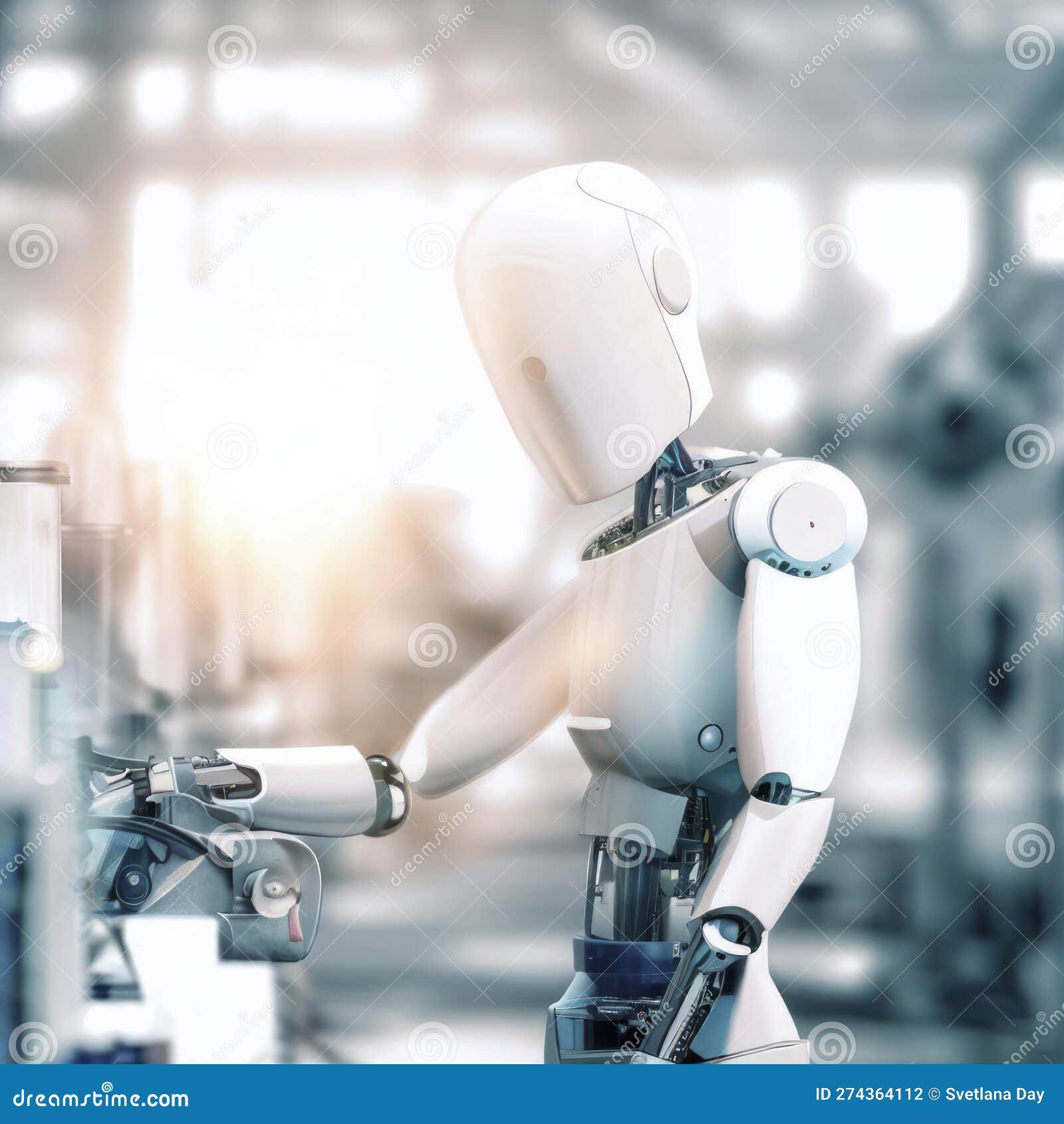 Humanoid Robot Working in a Warehouse, Generative AI Illustration Stock ...