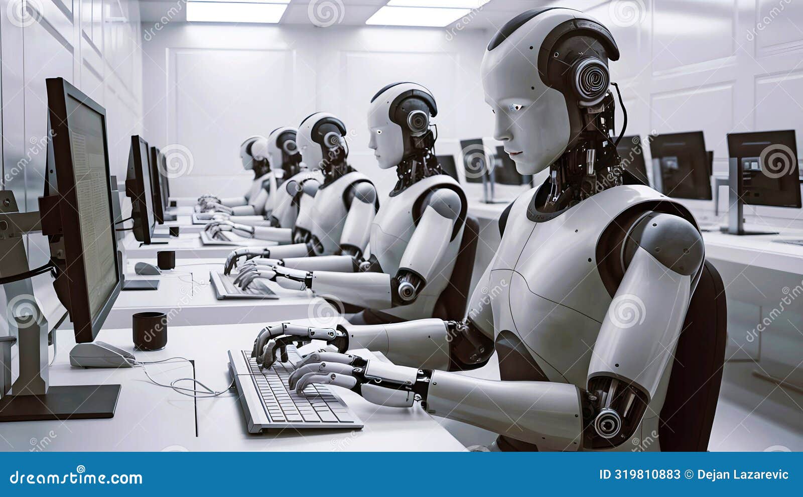 Humanoid Robots Code. Artificial Intelligence Developers. Stock ...