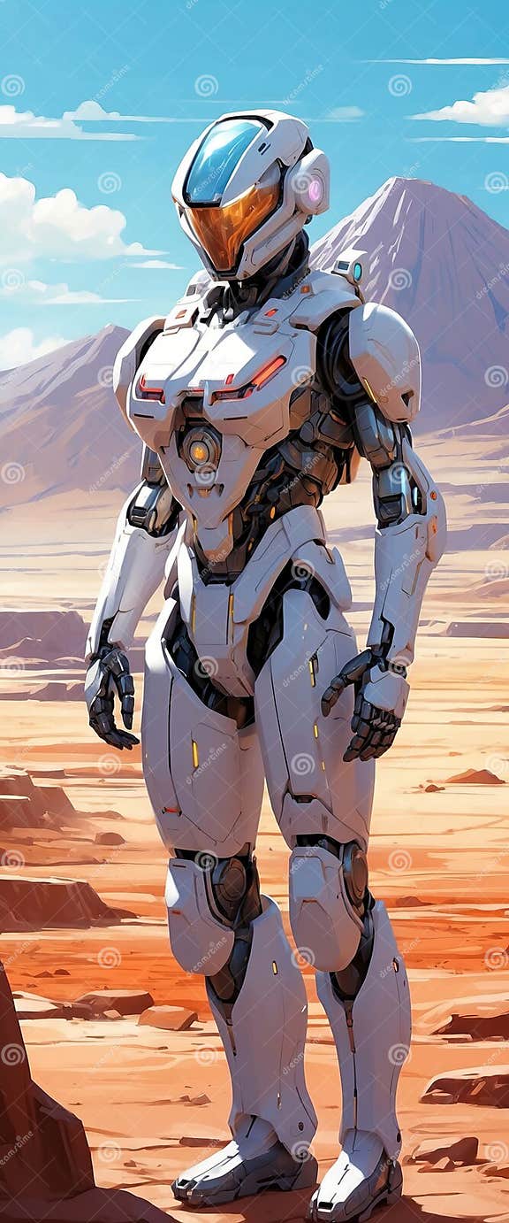 Humanoid Robots Explore Mars Stock Illustration - Illustration of ...