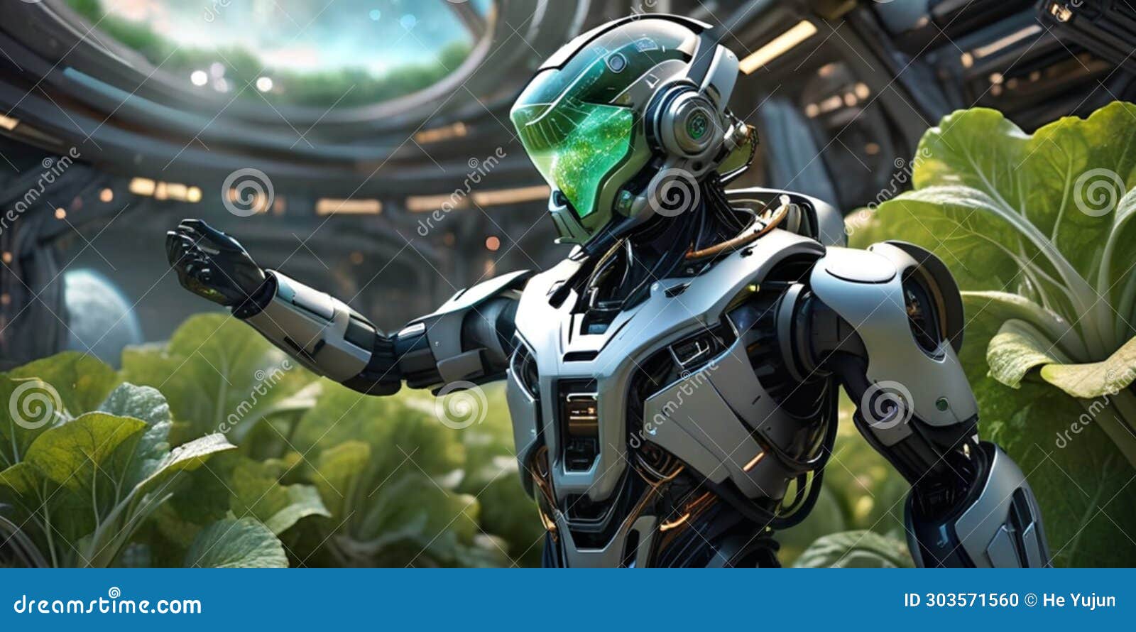 Humanoid Robots Grow Vegetables in a Space Farm, Generating AI Stock ...
