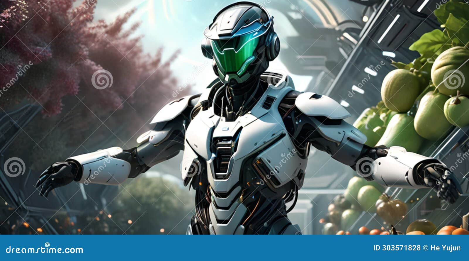 Humanoid Robots Grow Vegetables in a Space Farm, Generating AI Stock ...