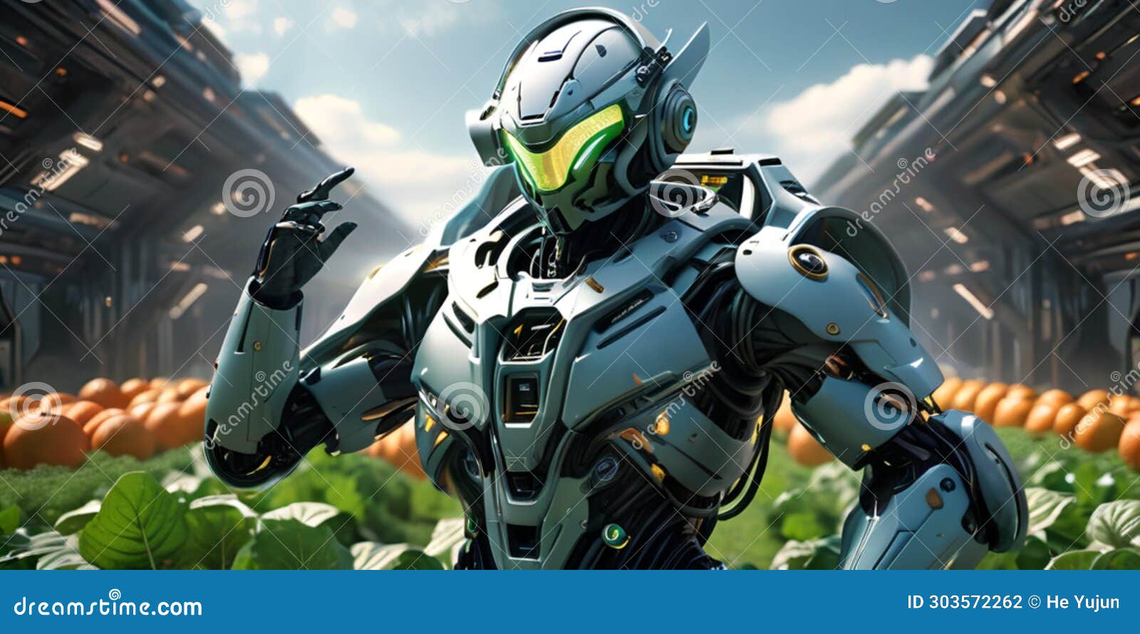 Humanoid Robots Grow Vegetables in a Space Farm, Generating AI Stock ...