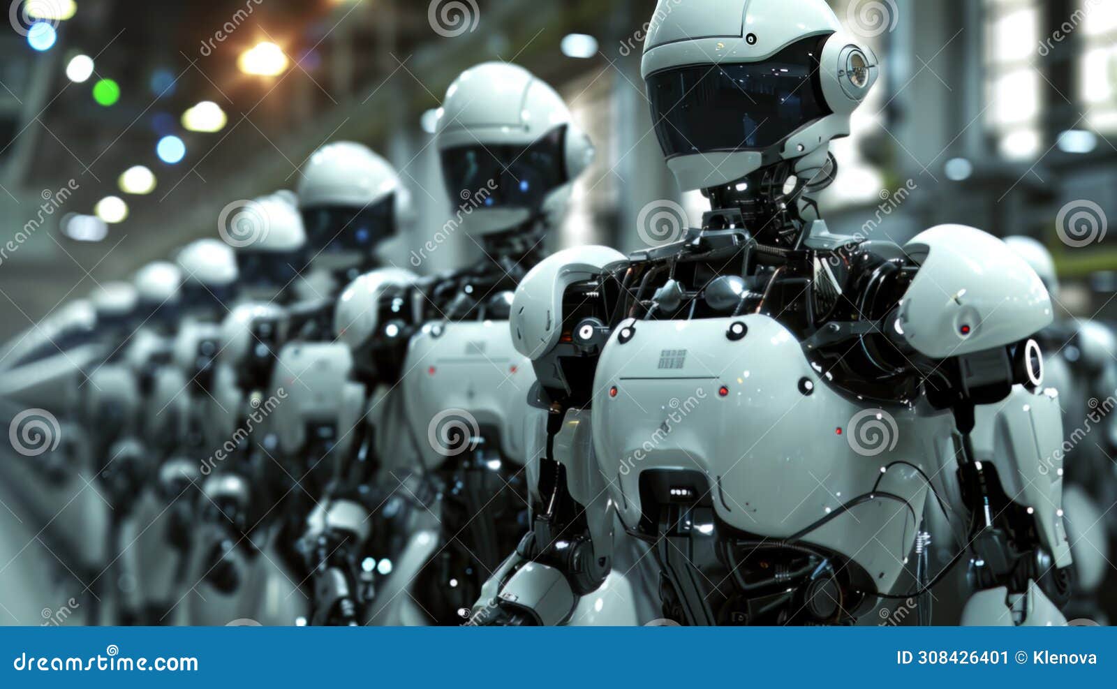 Humanoid Robots on Production Line Stock Illustration - Illustration of ...