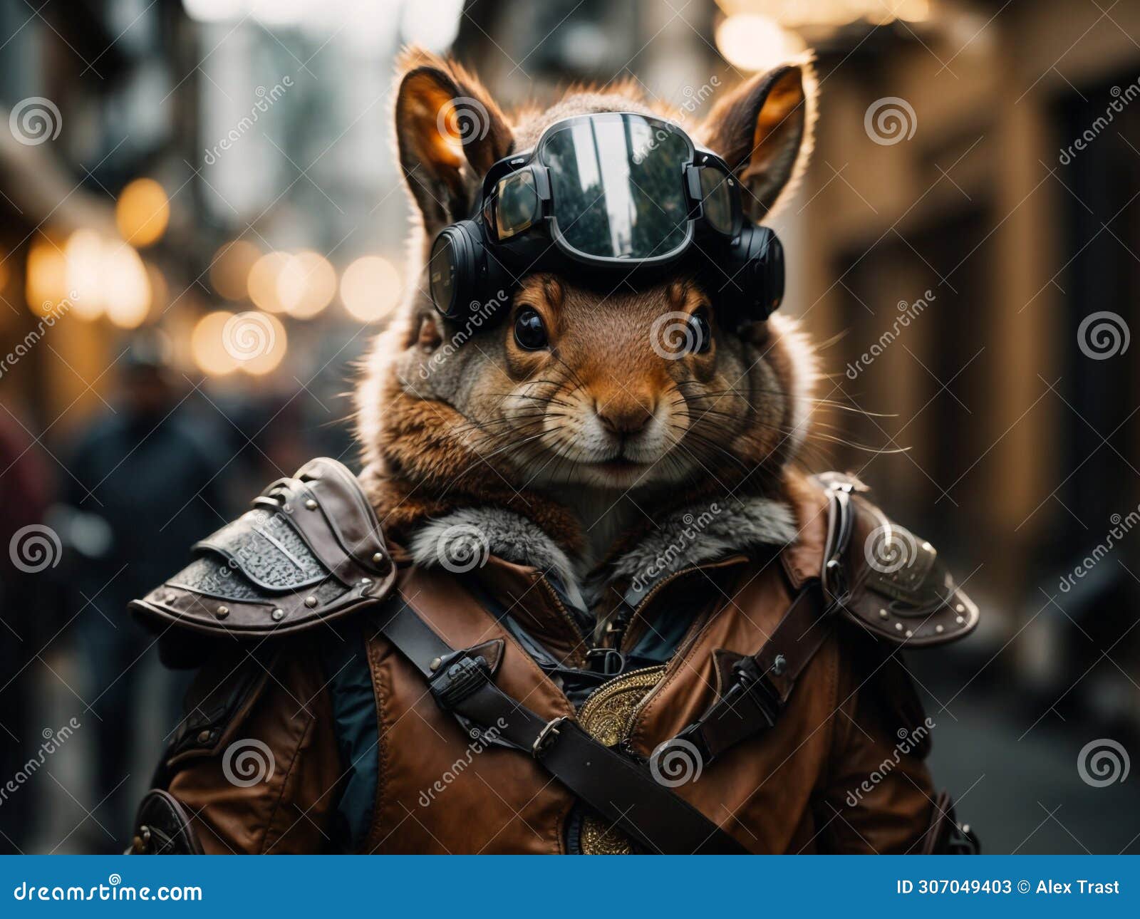 A Humanoid Squirrel Warrior in a Modern City. Stock Illustration ...