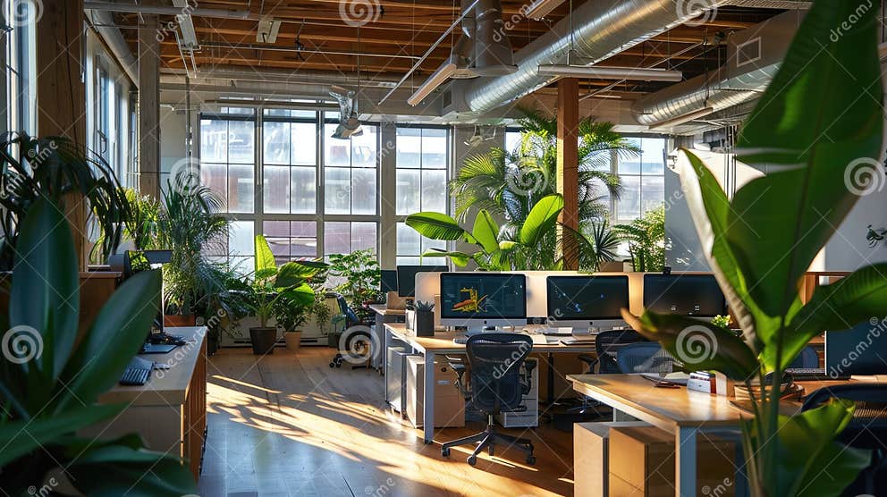 Humans and AI Collaborating in Modern Office Space AIG60 Stock Image ...