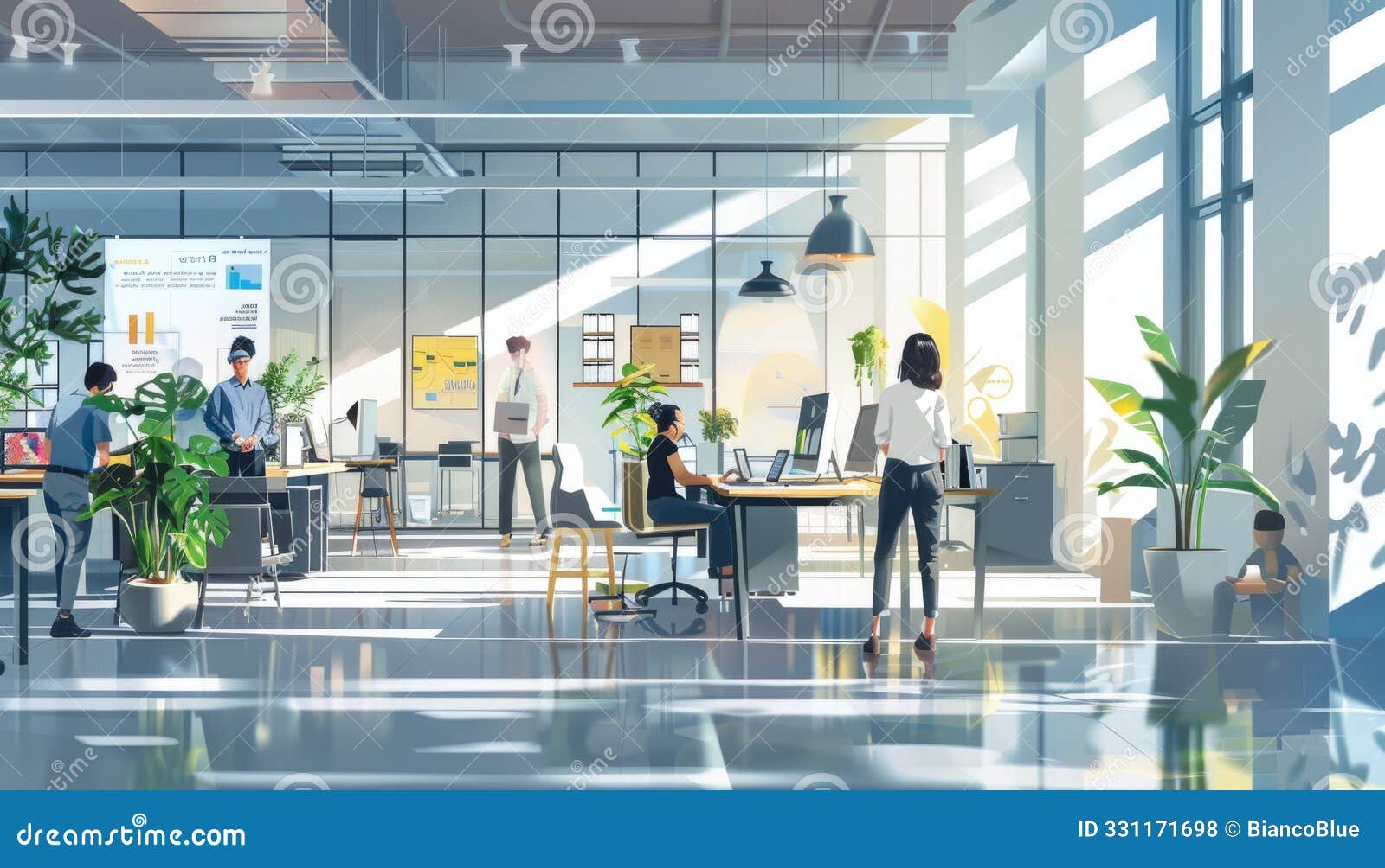 Humans and AI Collaborating in Modern Office Space AIG60 Stock Photo ...