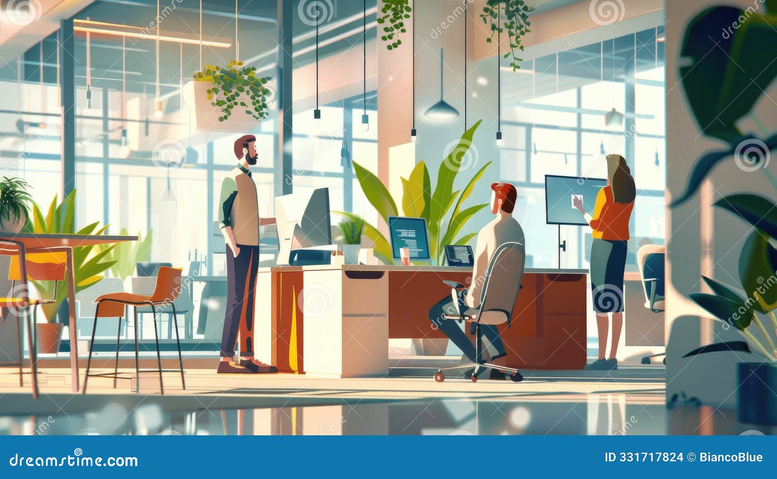 Humans and AI Collaborating in Modern Office Space AIG60 Stock Photo ...