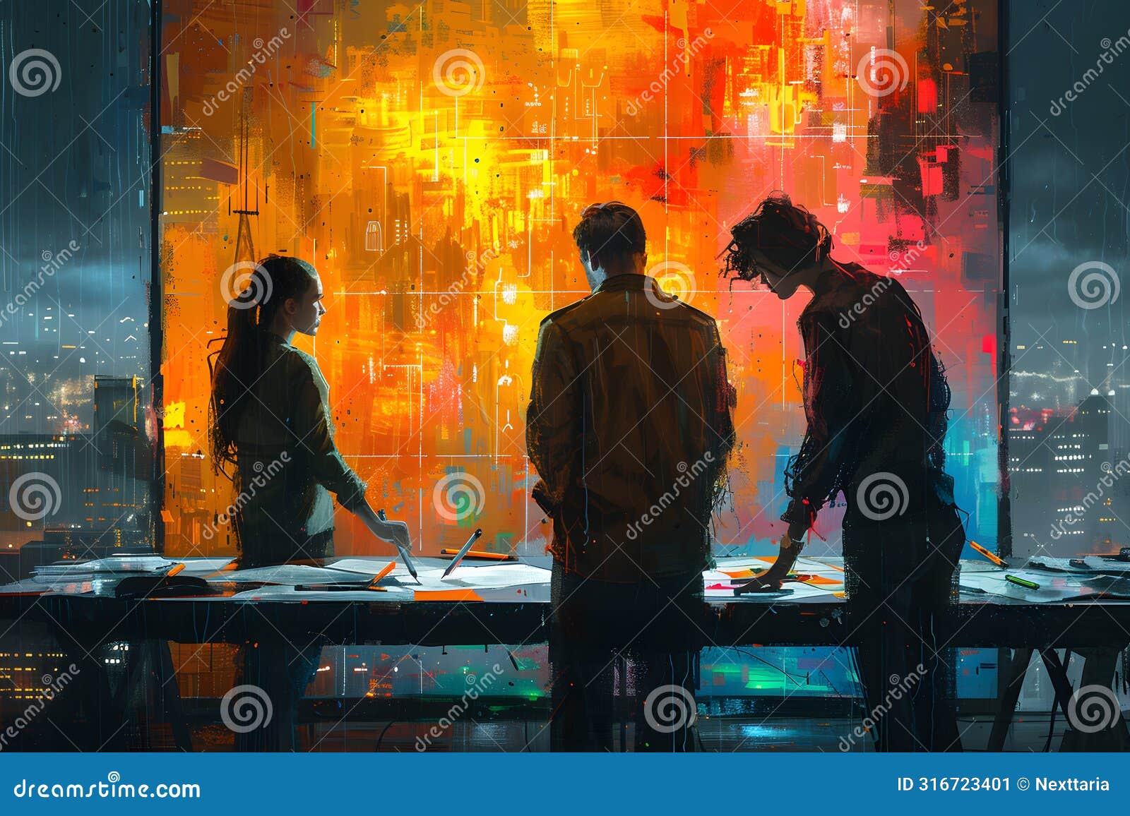 Innovative Team Brainstorming Session Stock Illustration - Illustration ...