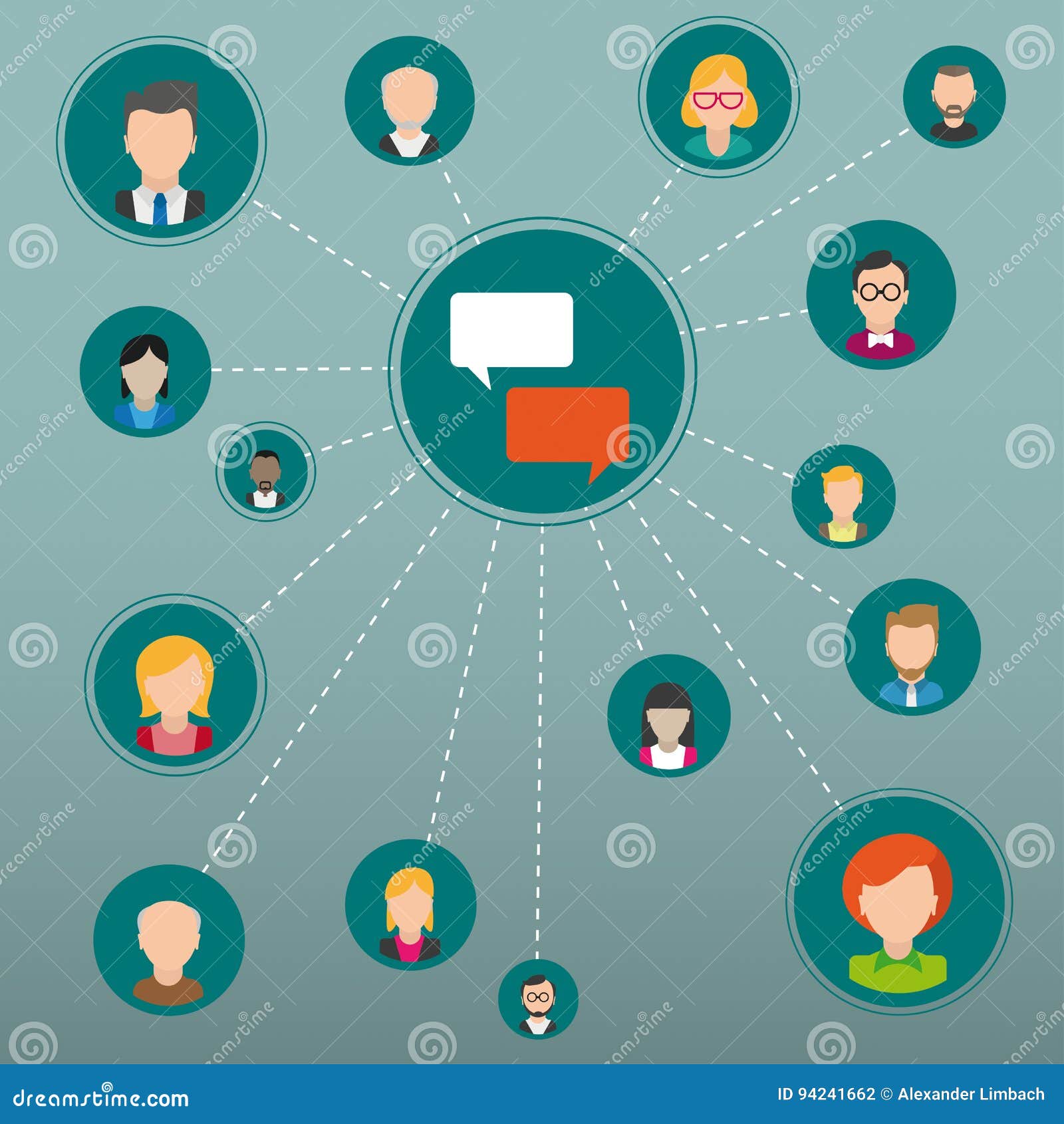 Humans Connection Messenger Stock Illustration - Illustration of space ...