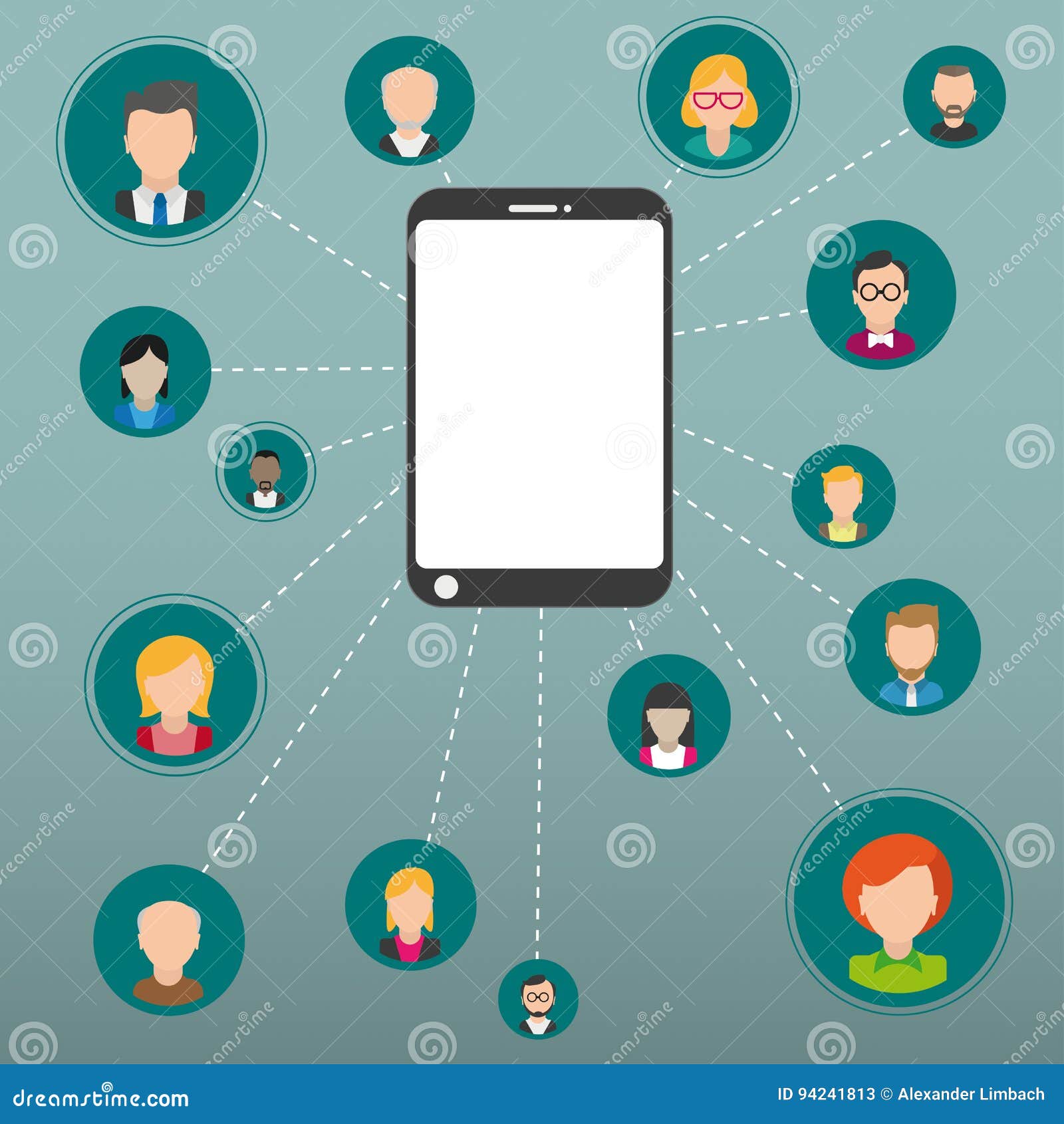 Humans Connection Network Smartphone Stock Illustration - Illustration ...