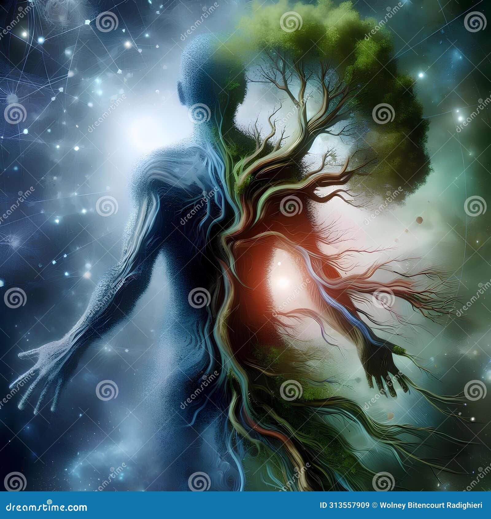 Humans and the Environment are One Stock Illustration - Illustration of ...