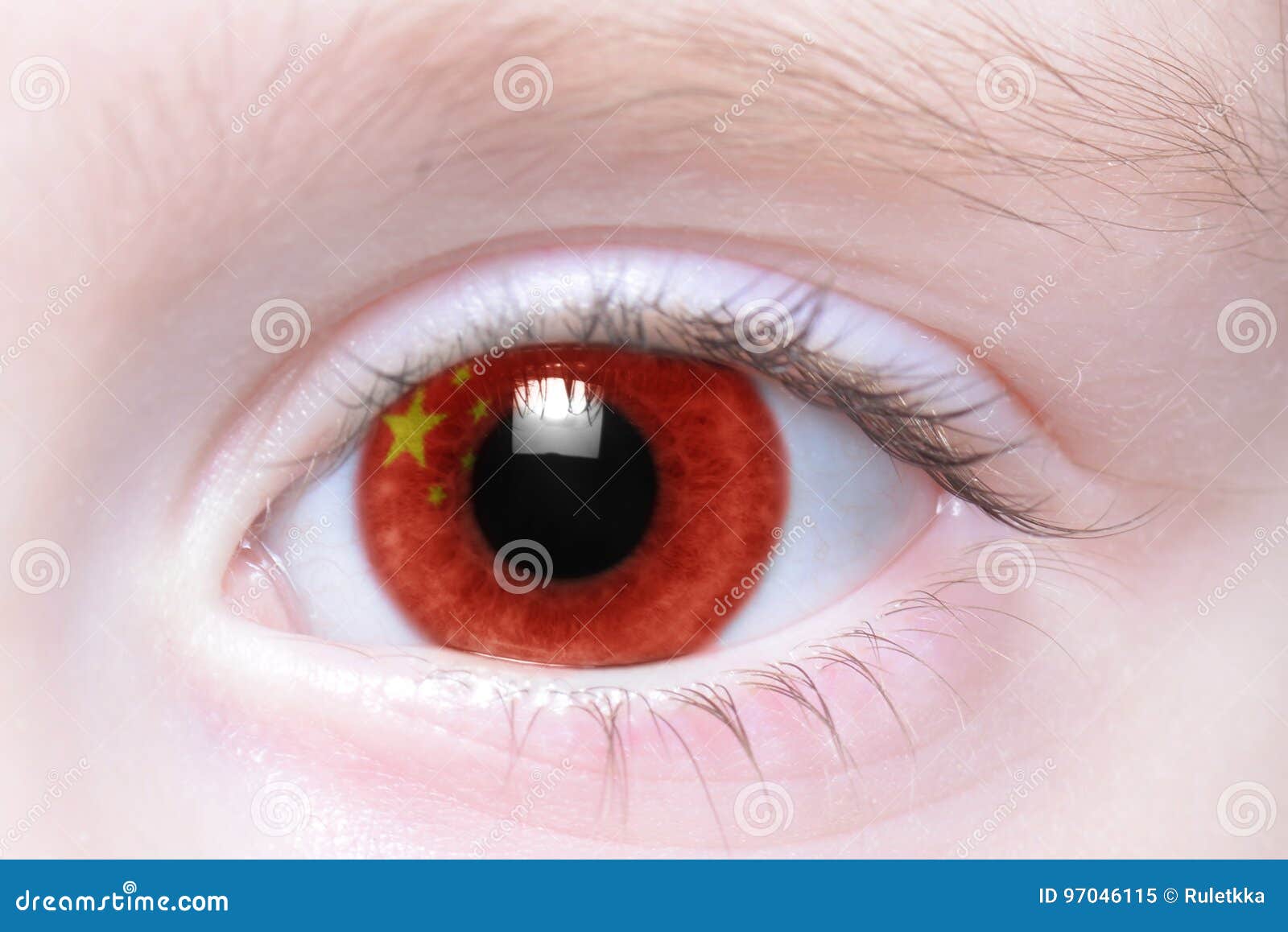 Humans Eye with National Flag of China Stock Image - Image of girl ...