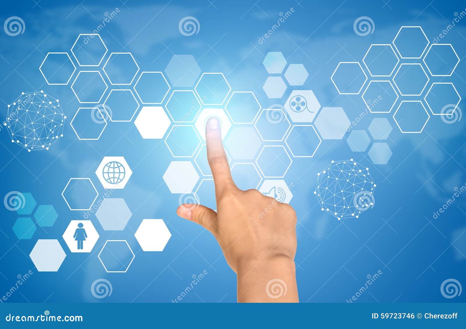 Humans Hand Pressing on Virtual Screen Stock Photo - Image of sign ...