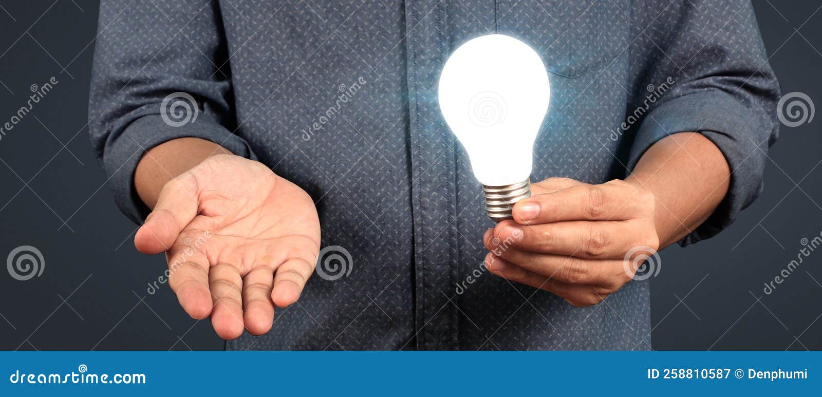 Humans Hold Light Bulbs in Hand Innovative Technology and Creativity ...