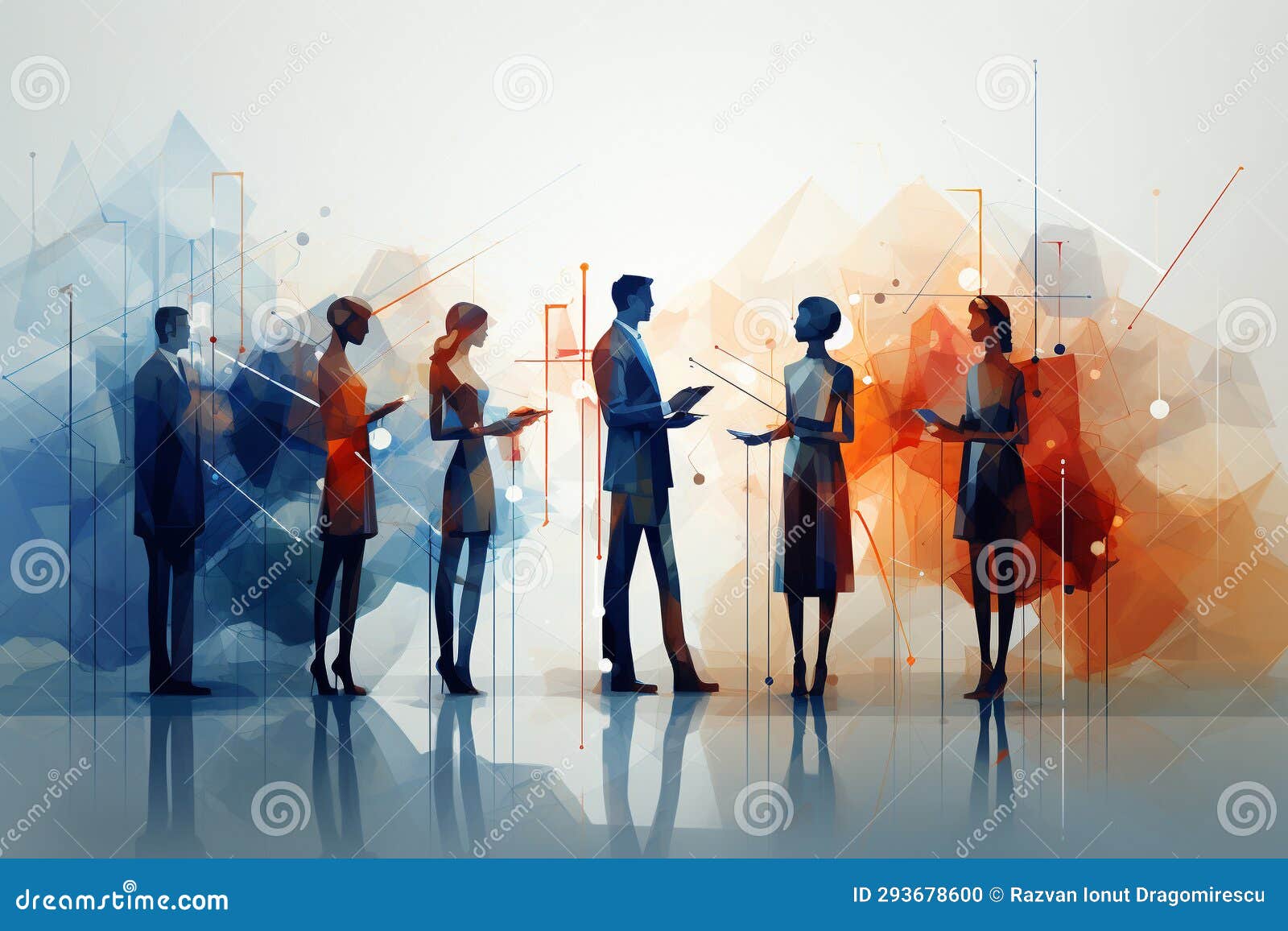 Humans Interconnected through the Web of Technology, Symbolizing the ...