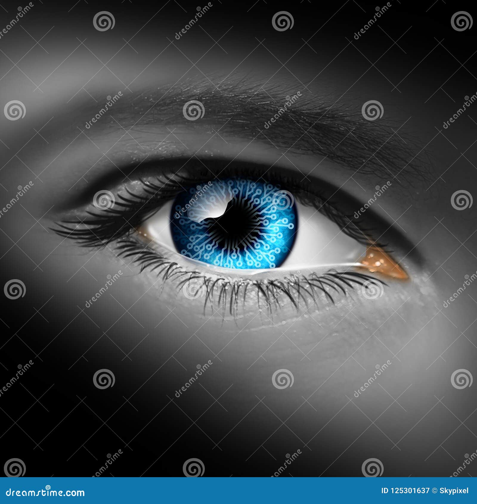 Humans Merging with Machines Stock Illustration - Illustration of super ...