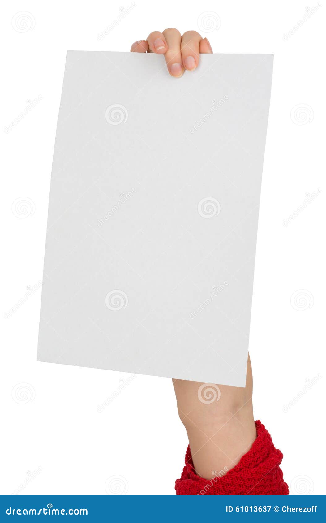 Humans Right Hand Holding Big Blank Paper Stock Image - Image of finger ...