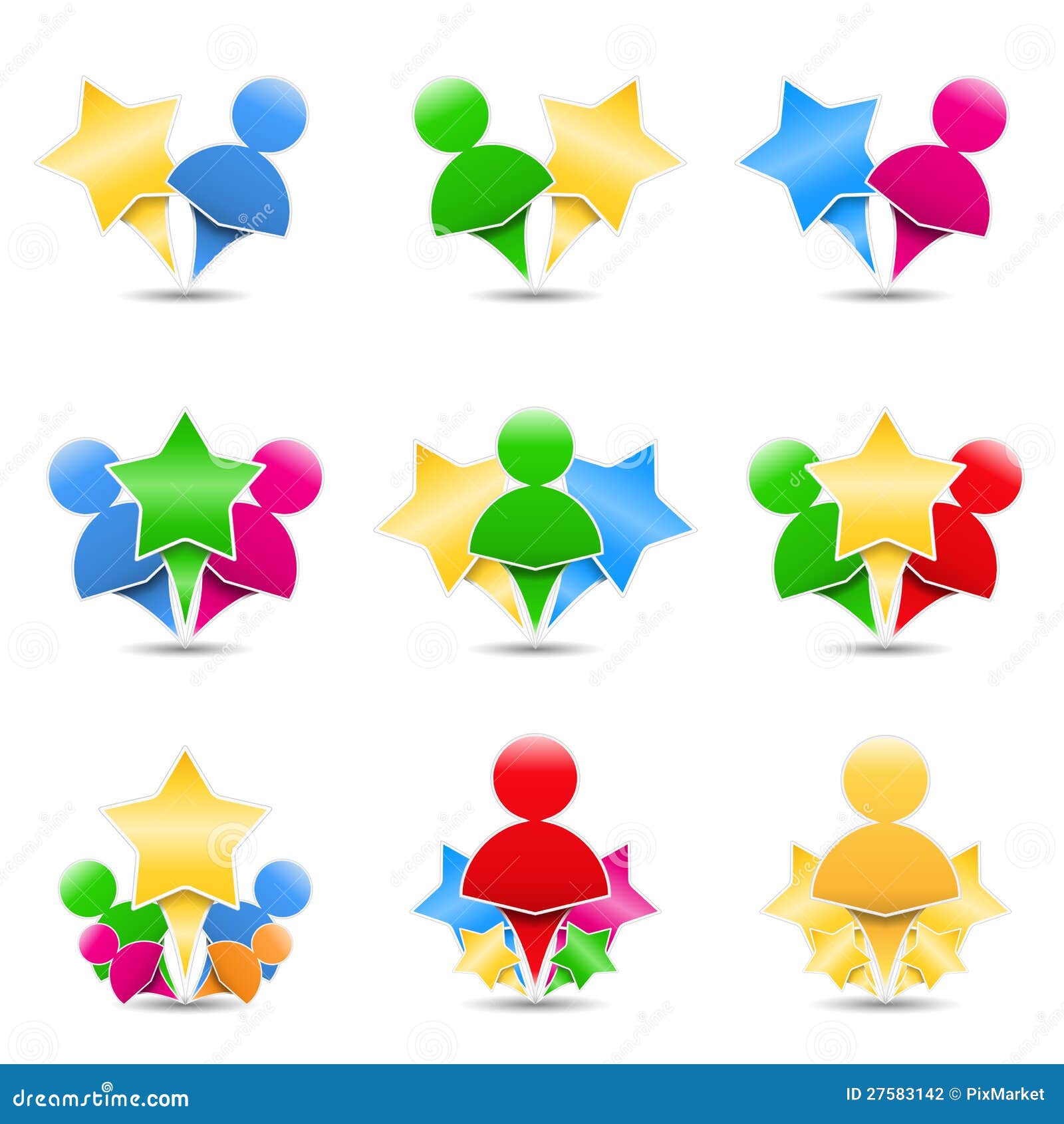 Humans with stars stock vector. Illustration of marker - 27583142