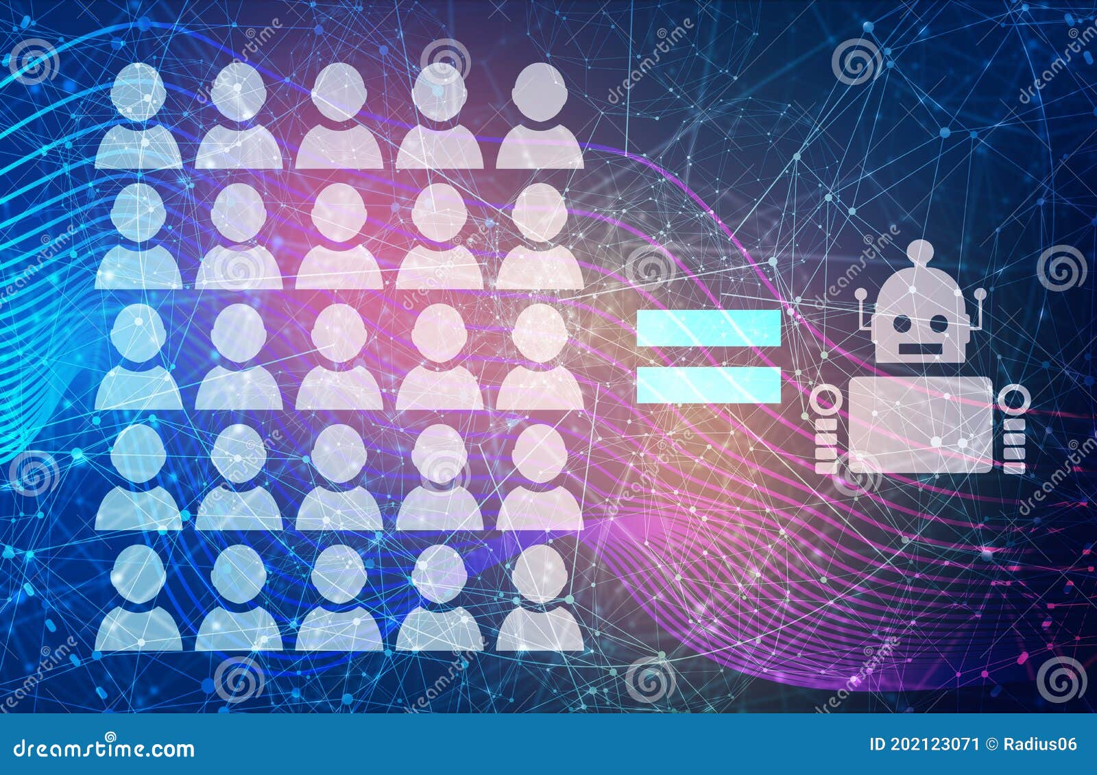 Humans vs Robots. stock illustration. Illustration of kick - 202123071