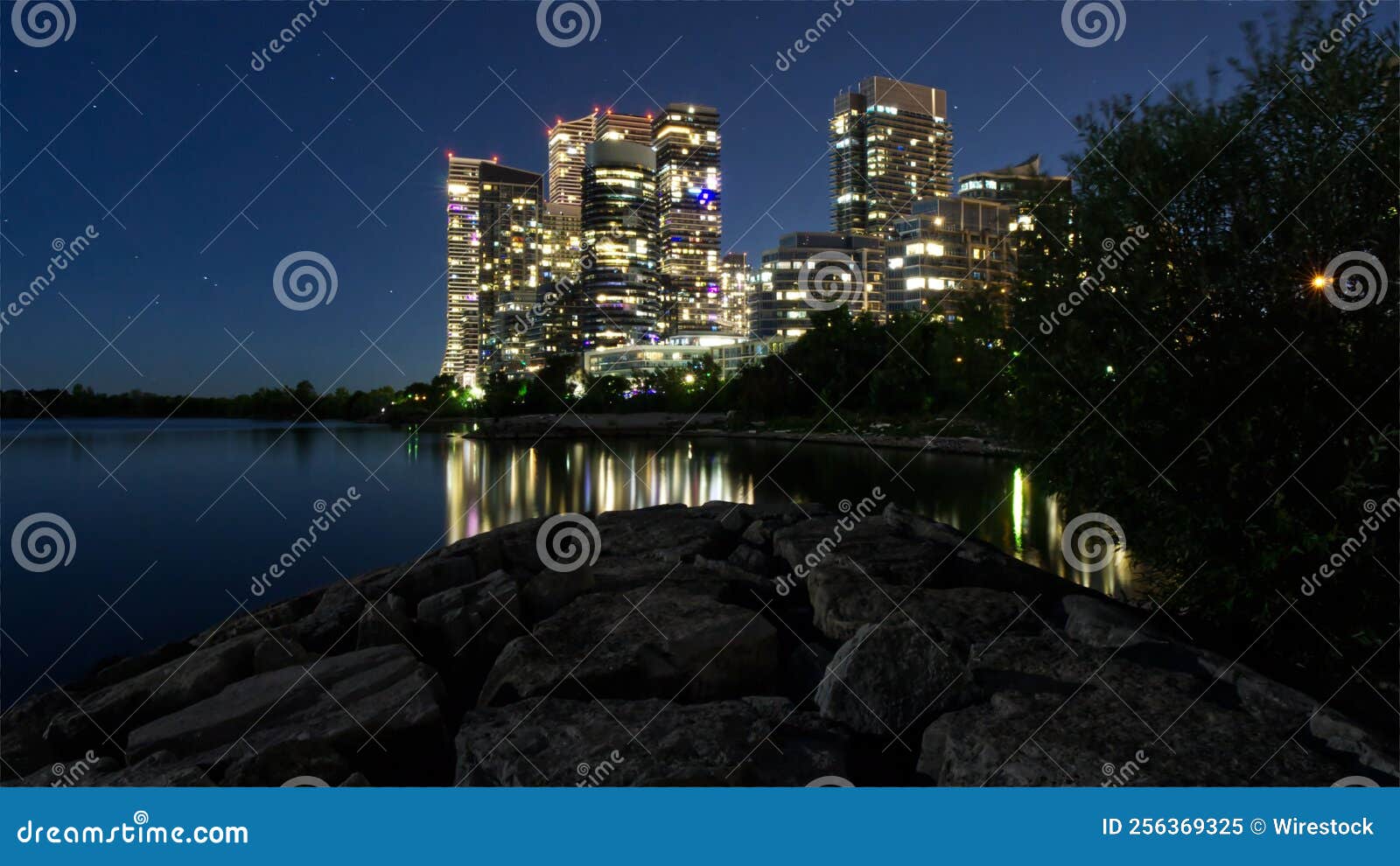 Humber Lake and Toronto at Night Stock Image - Image of district ...