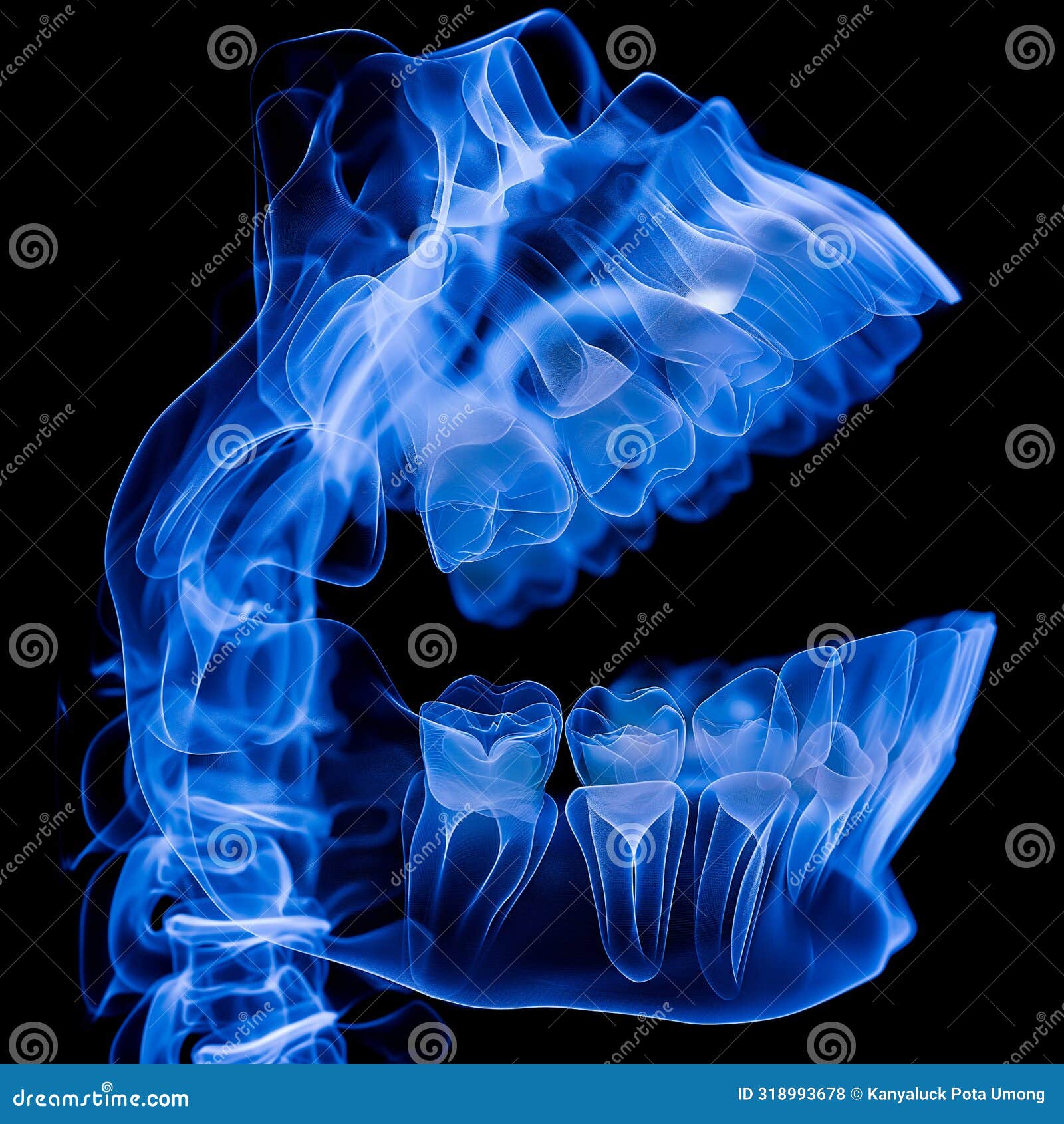 Humen Teeth on a Dark Blue Background Stock Illustration - Illustration ...