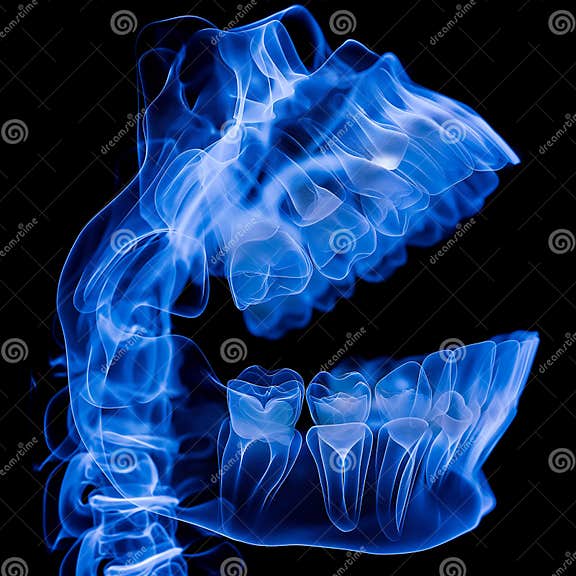 Humen Teeth on a Dark Blue Background Stock Illustration - Illustration ...