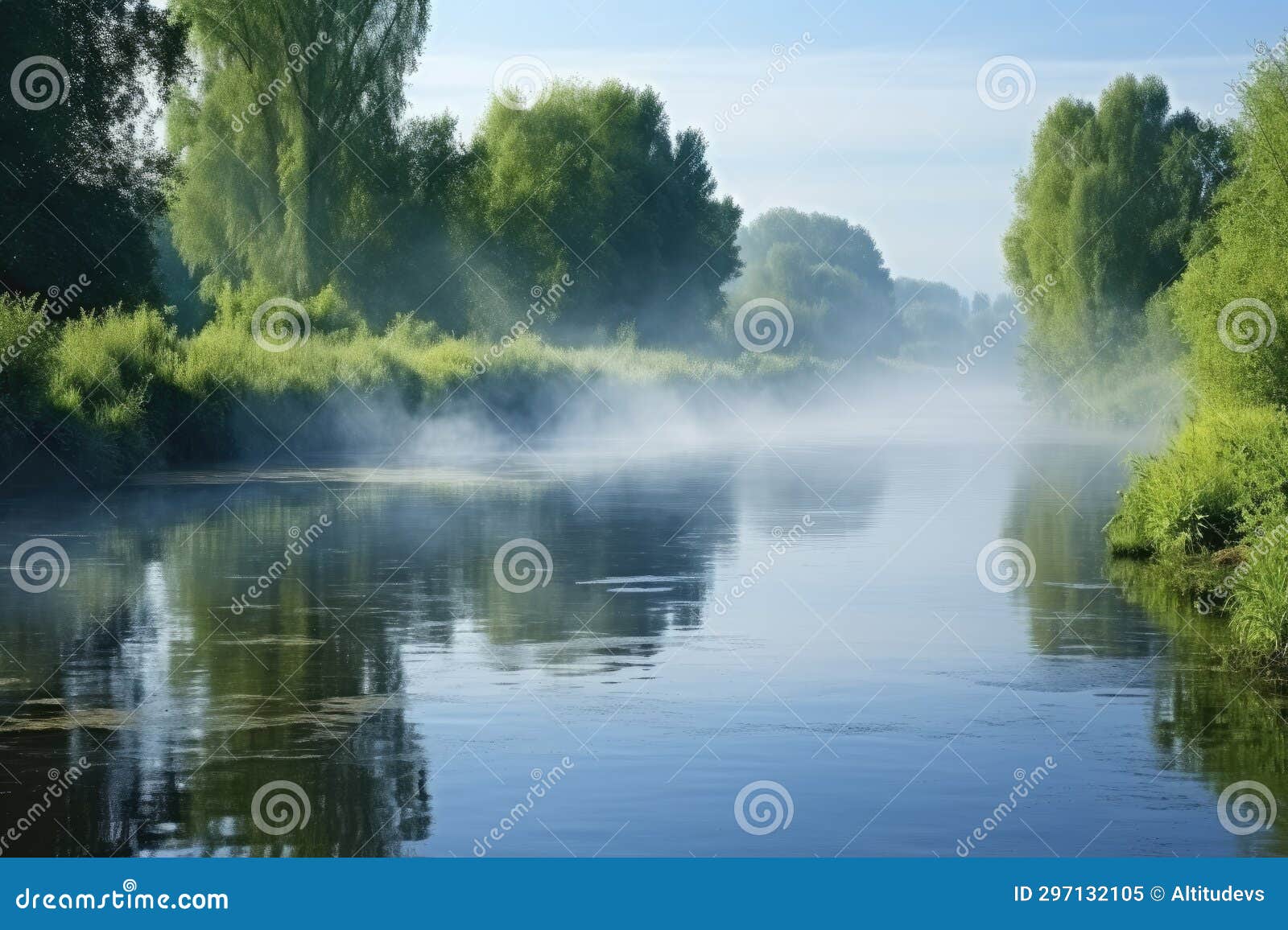 A Humid Summers Breath Causing Mist Over a River Stock Image - Image of ...