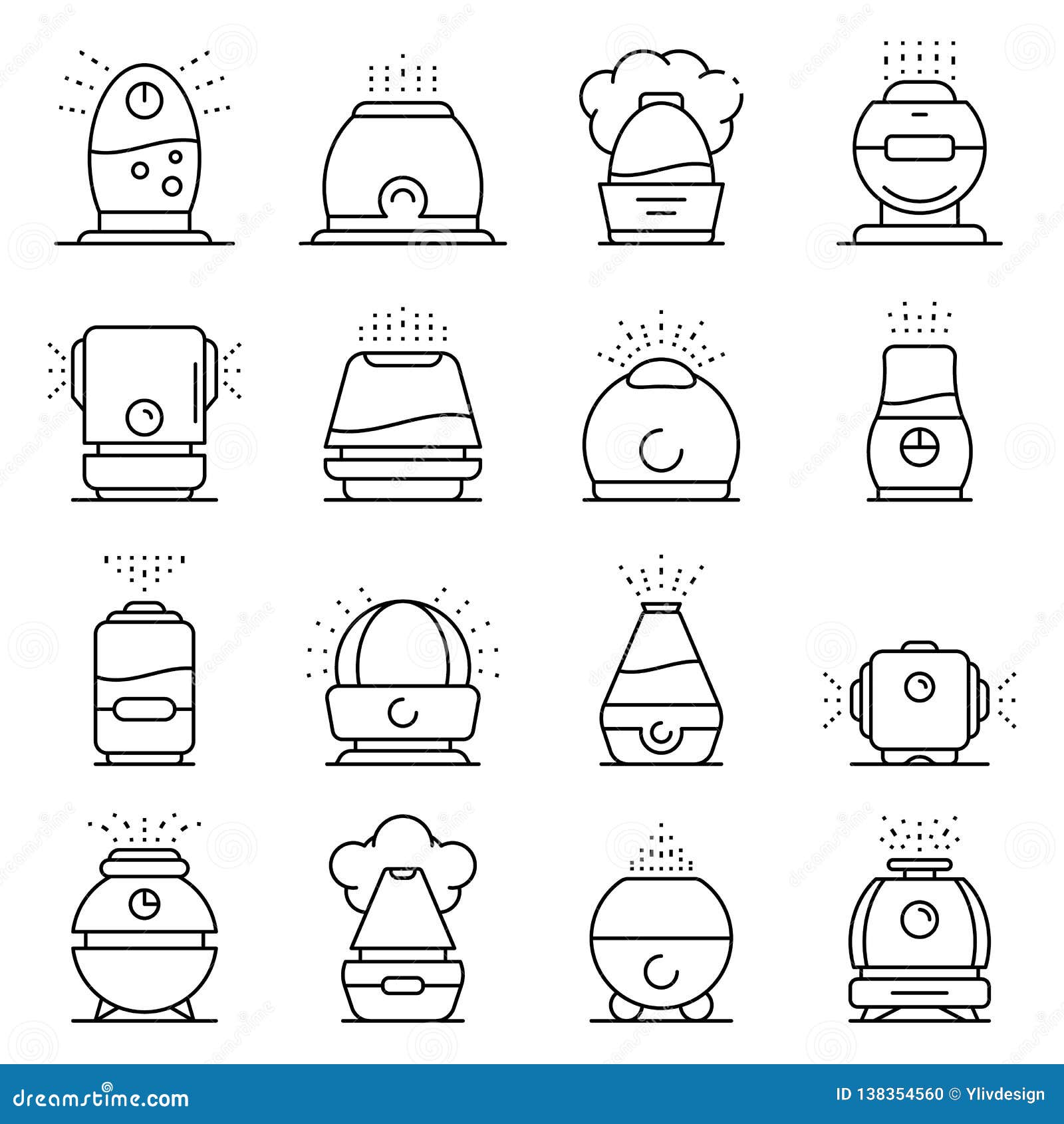 Humidifier Icons Set, Outline Style Stock Vector - Illustration of ...