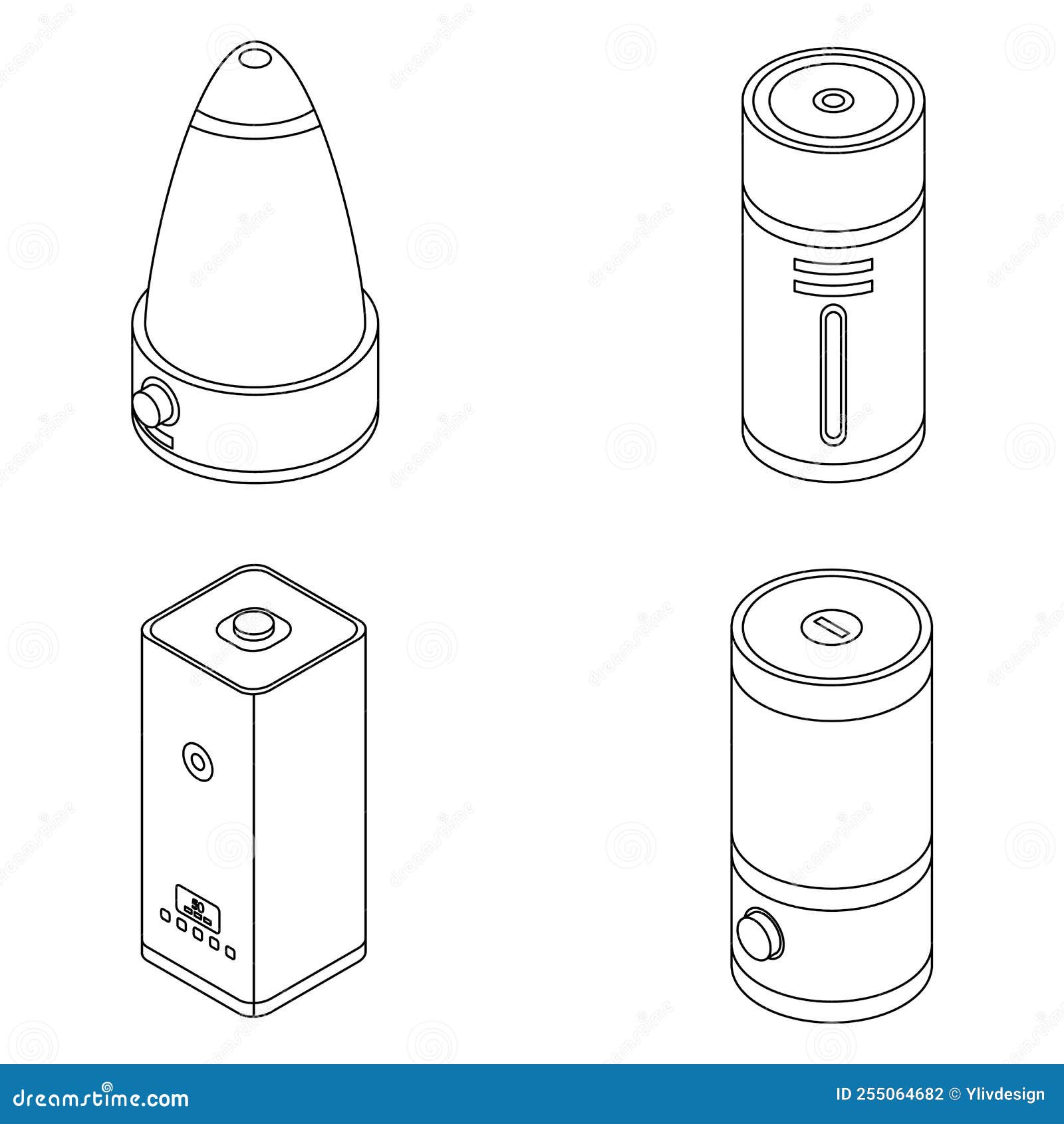 Humidifier Icons Set Vector Outline Stock Vector - Illustration of ...