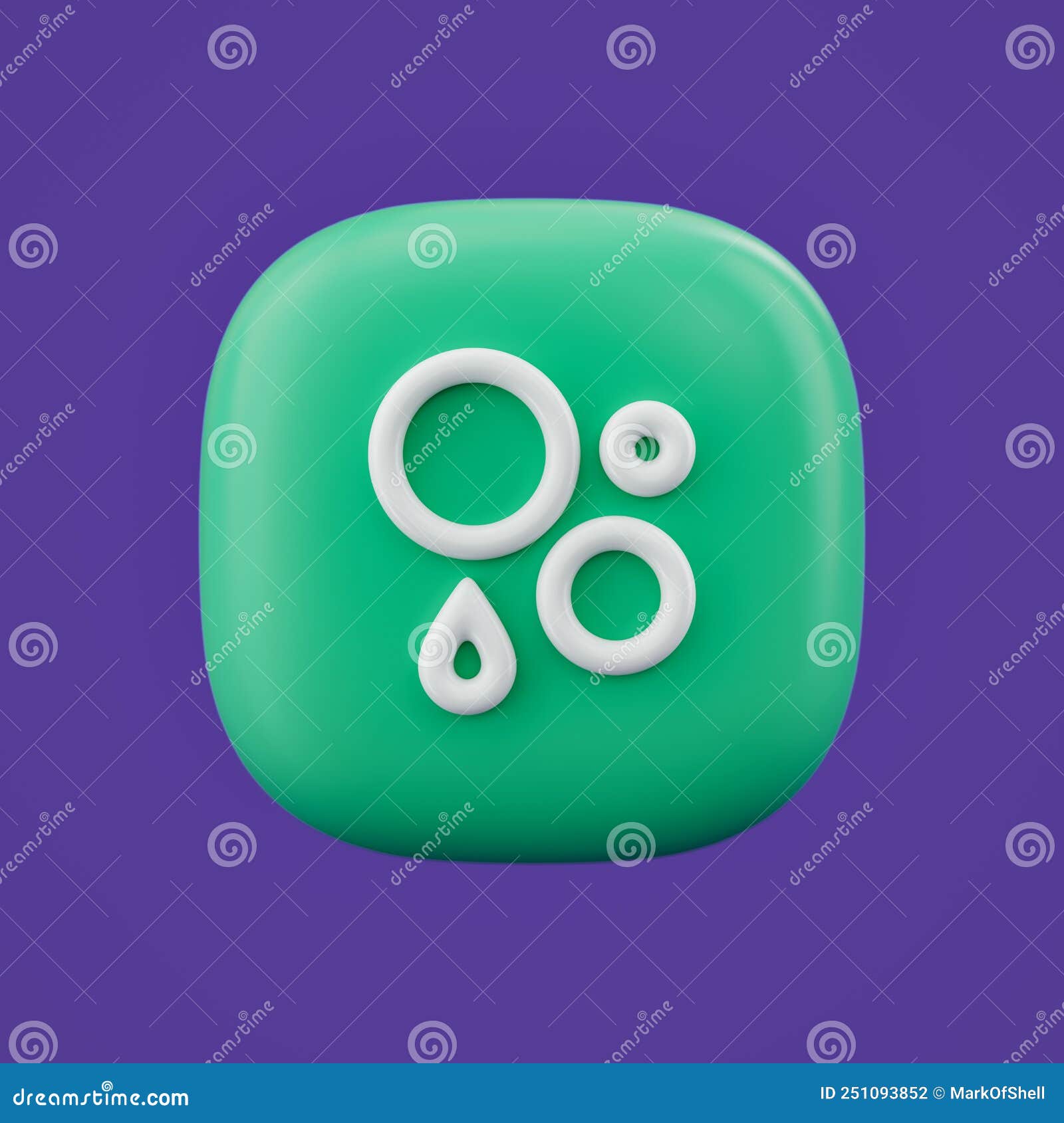 Humidity 3d Icon on a Green Button, Outline Energy and Environment Icon ...