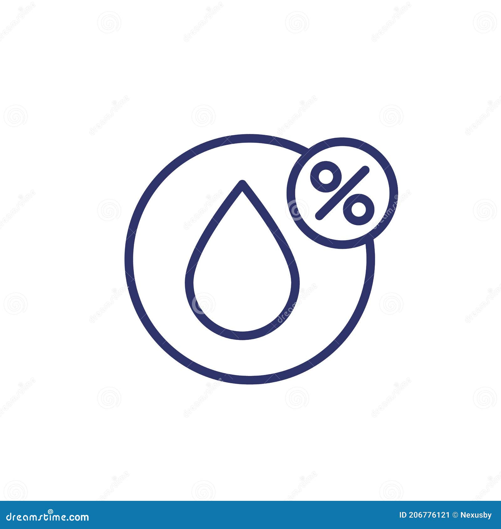 Humidity Line Icon, Water Drop and Percent Stock Illustration ...