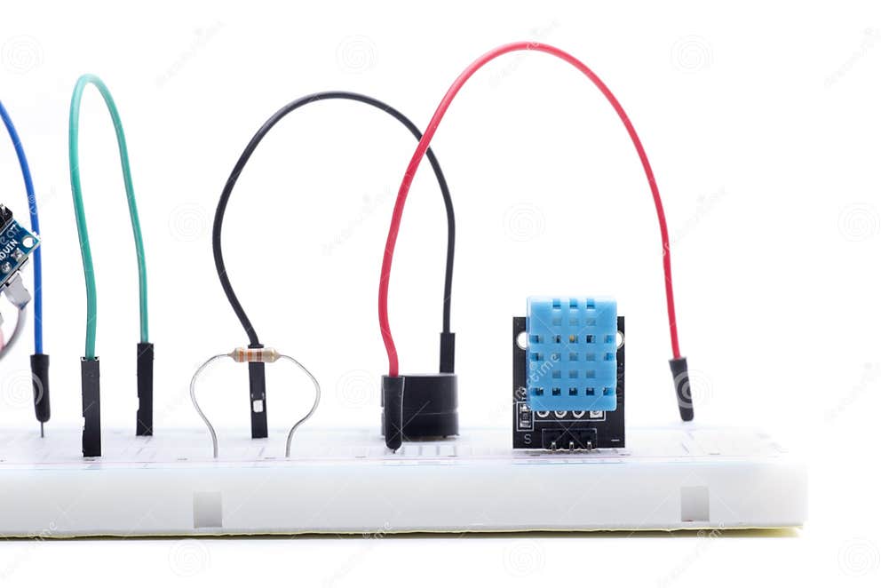 Humidity Sensor in Breadboard Stock Photo - Image of module, breadboard ...