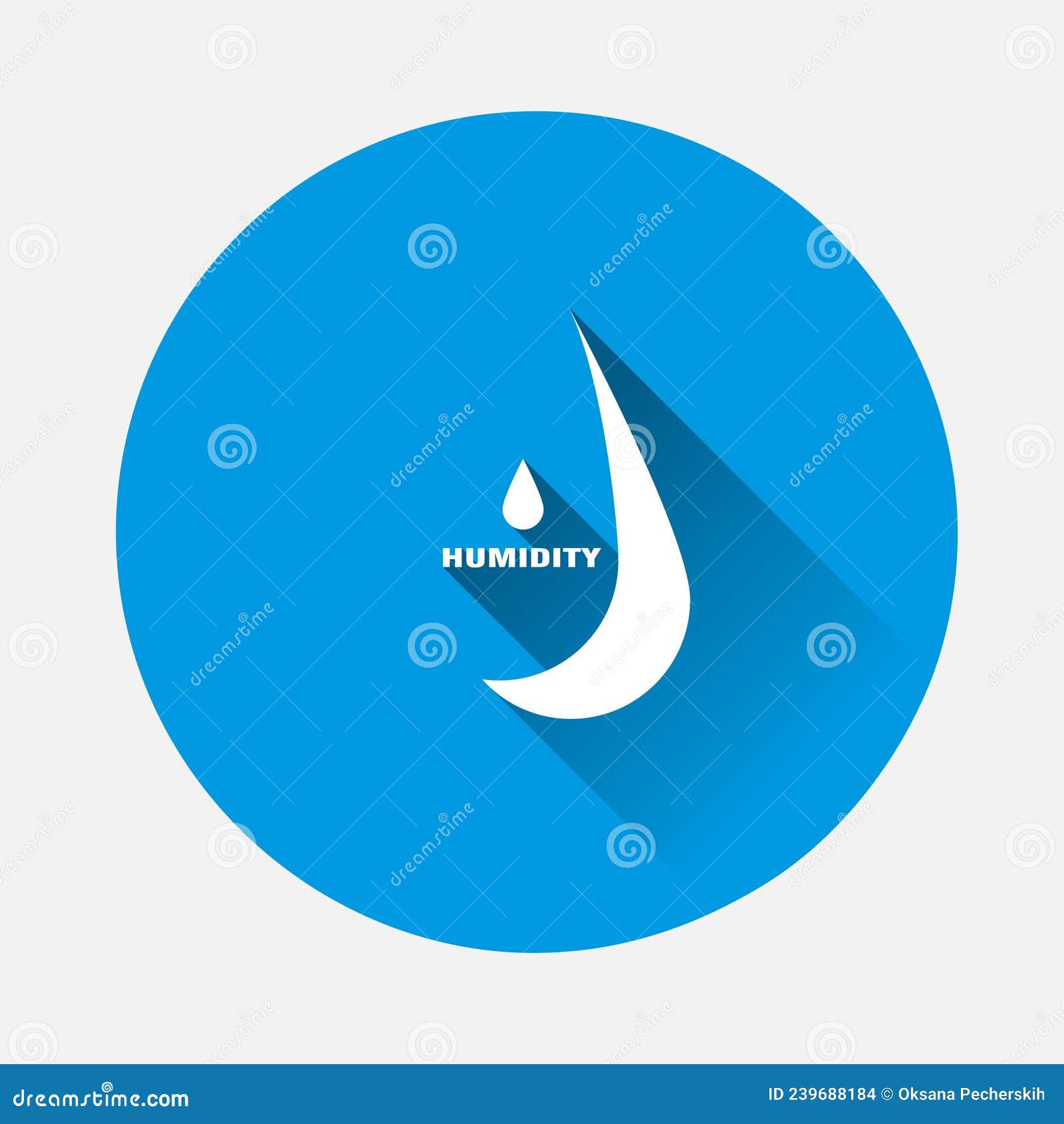 Humidity Vector Icon on Blue Background. Flat Image with Long Shadow ...