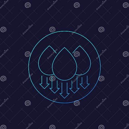Humidity or Water Level Down, Vector Linear Icon Stock Vector ...