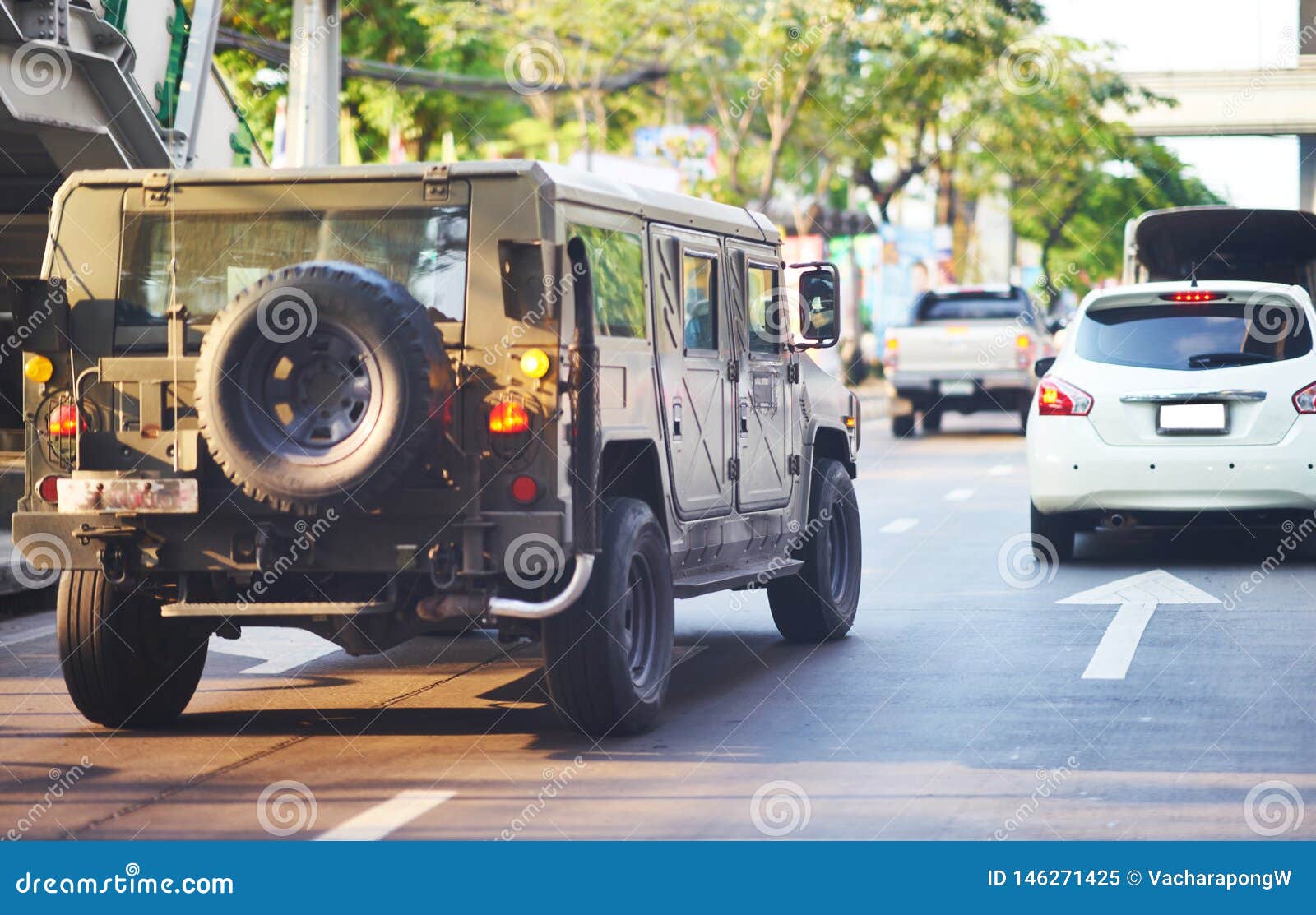 Hummer car on street stock image. Image of concept, retro - 146271425