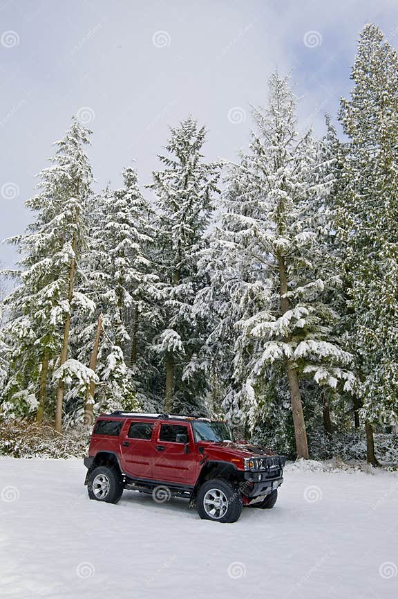 Hummer H2 in the snow stock photo. Image of road, utility - 4203474